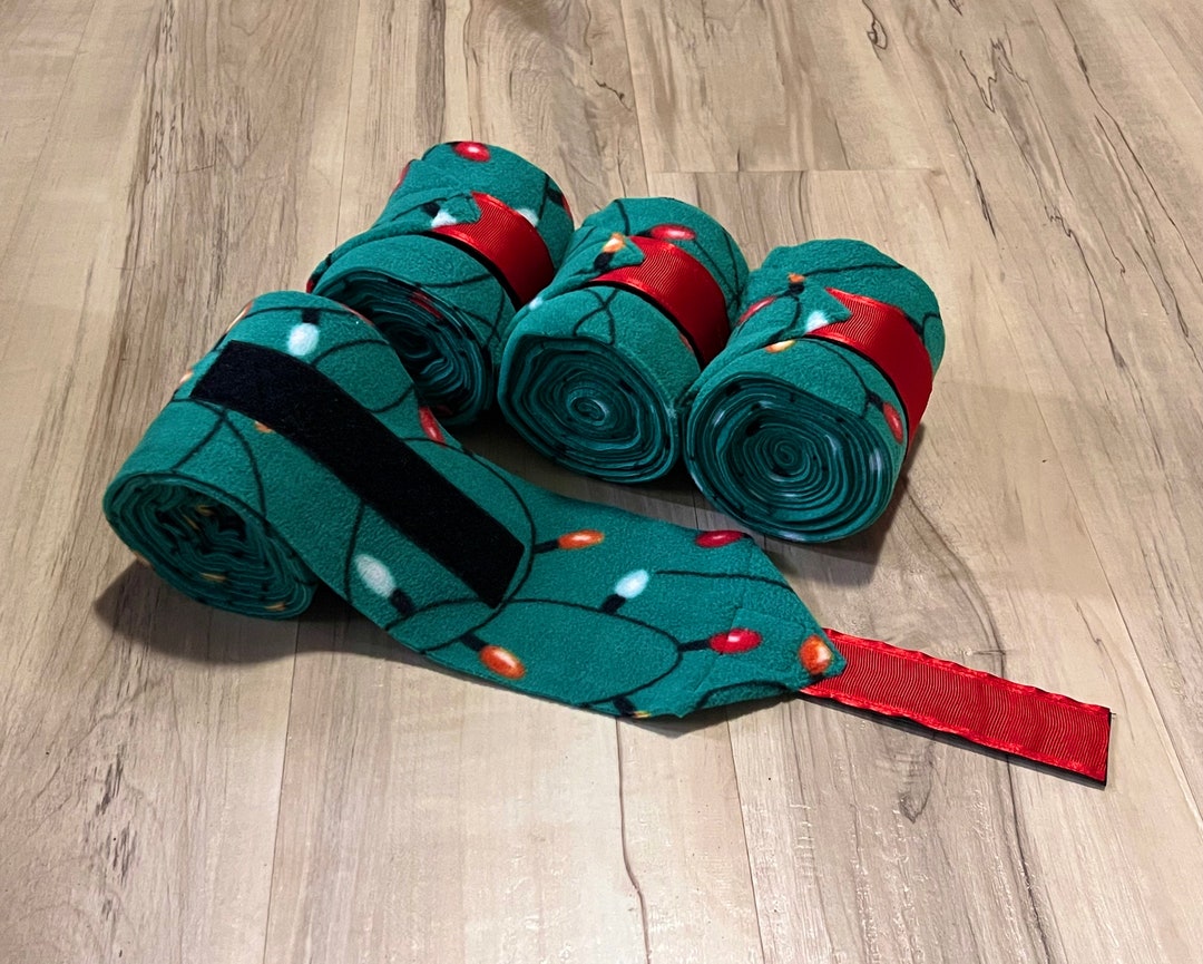 Christmas Polo Wraps, Set of 2 or 4, Red Polo Wraps, Horse Polos ...