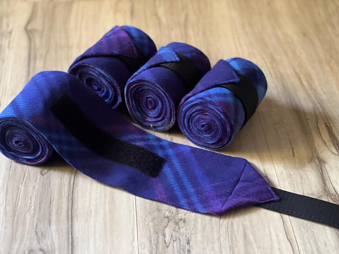 Plaid Polo Wraps, Purple & Blue Horse Polos, Lamb Shag Wraps, Set of 2 ...