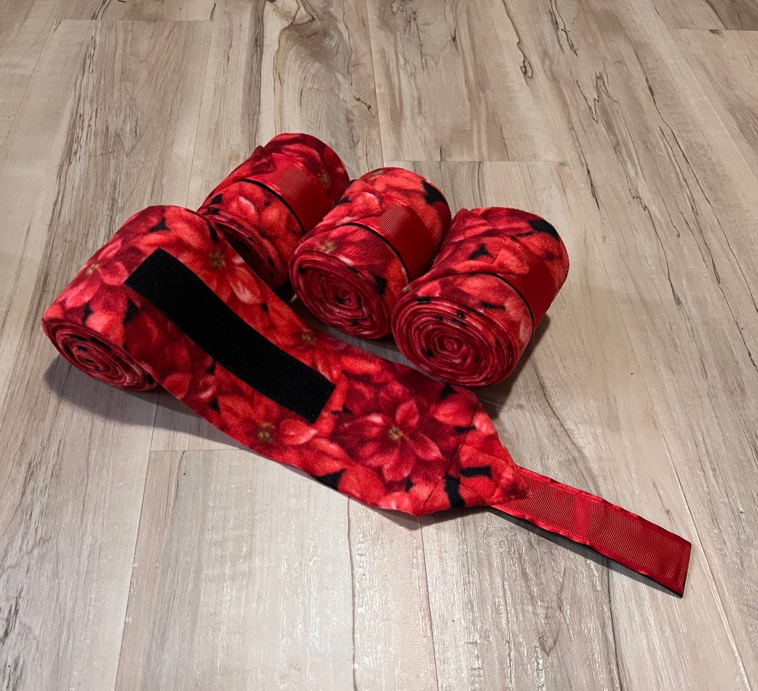 Poinsetta Polo Wraps, Set of 2 or 4, Red Polo Wraps, Horse Polos ...