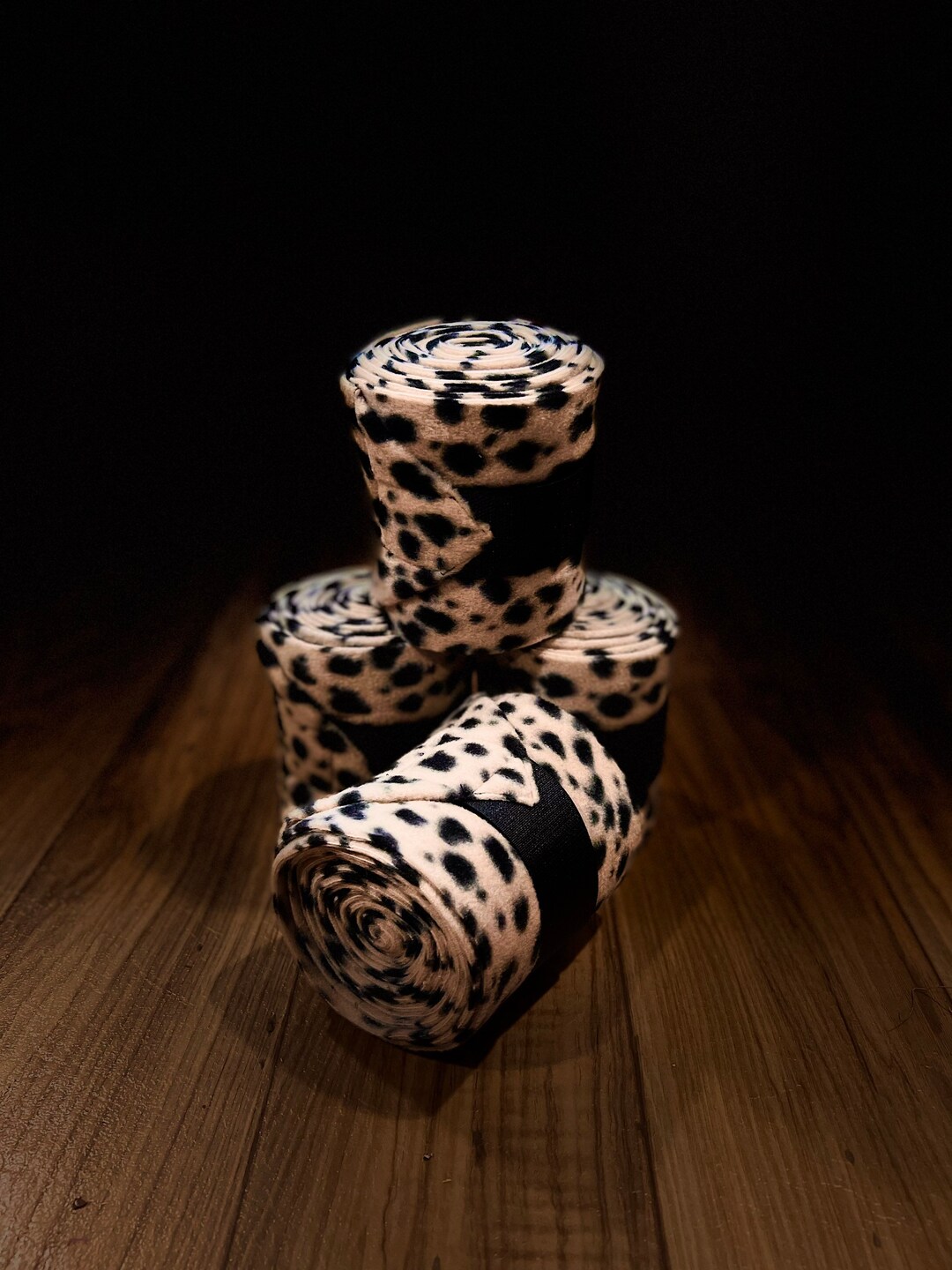 Cheetah Polo Wraps, Horse Polo Wraps, Black Polo Wraps, Set of 2 or 4 ...