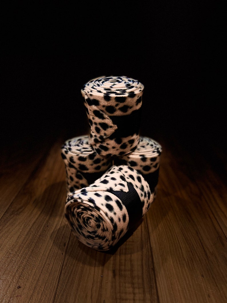 Cheetah Polo Wraps, Horse Polo Wraps, Black Polo Wraps, Set of 2 or 4 ...
