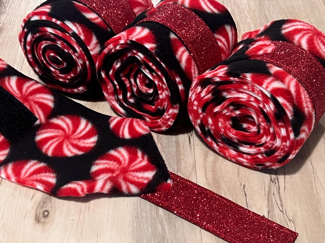 Peppermint Polo Wraps, Set of 2 or 4, Red Polo Wraps, Horse Polos ...