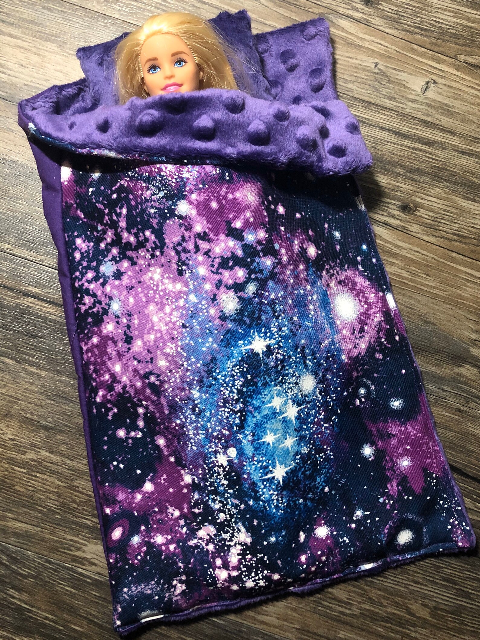 12” Doll Sleeping Bag, Elf Sleeping Bag, Doll Overnight Bedding, Galaxy ...