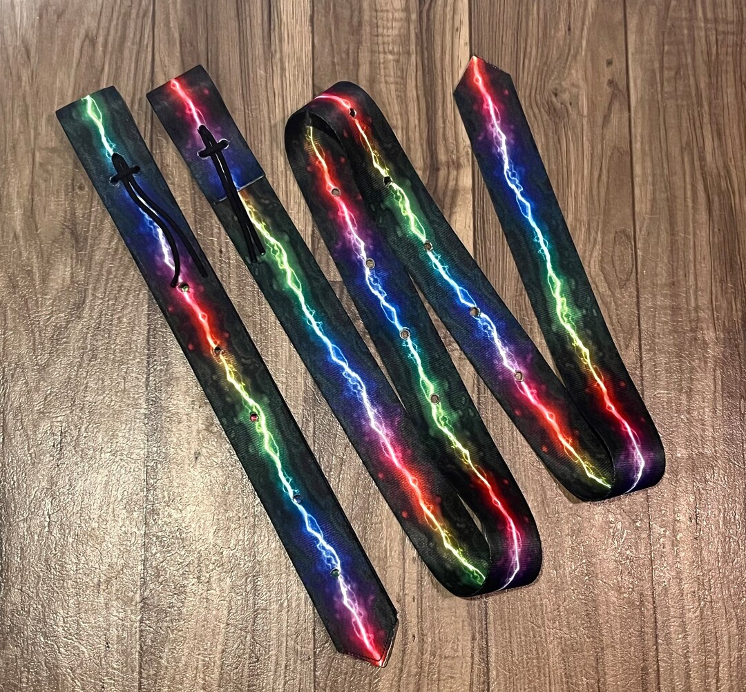 Horse Cinch Strap Set, Lightning Tack, Rainbow Latigo Strap, off Billet ...