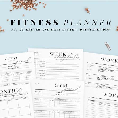 Fitness Planner Printable Inserts. Printable Workout Journal. - Etsy