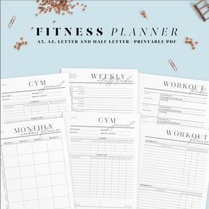 Fitness Planner Printable Inserts. Printable Workout Journal. A4, A5 ...