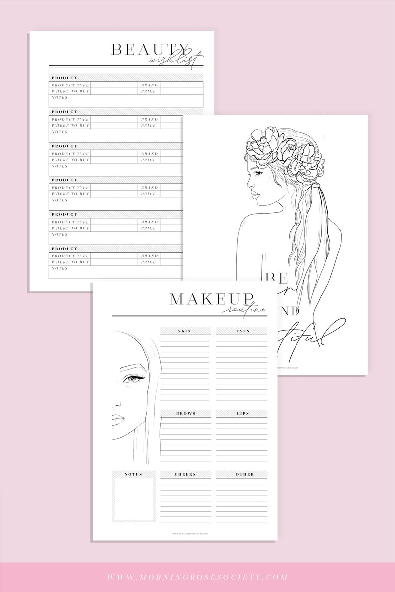 Makeup Routine Printable Planner and Beauty Products Wishlist. A4, A5 ...