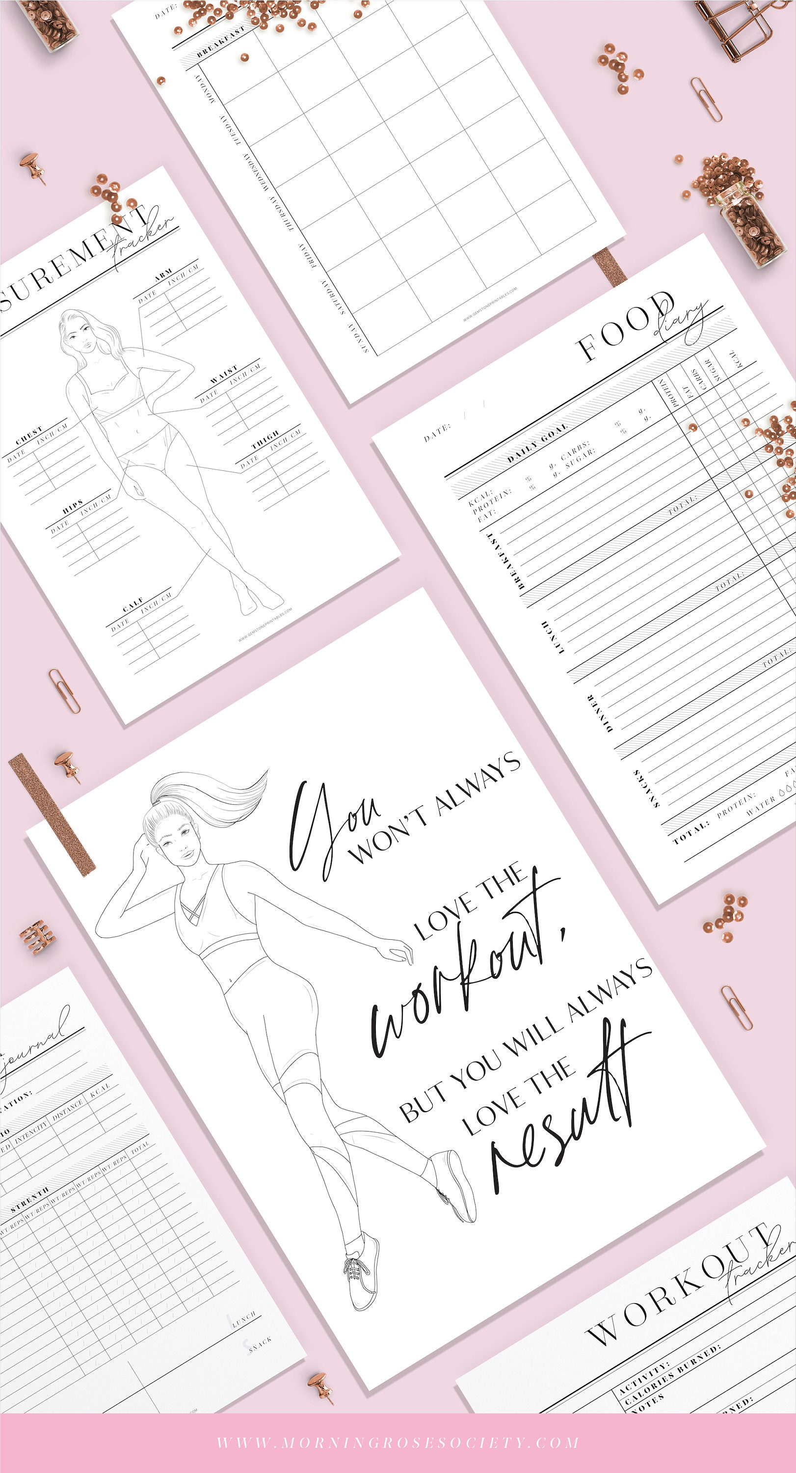 Fitness Planner Printable Template. Weight Loss Tracker and - Etsy