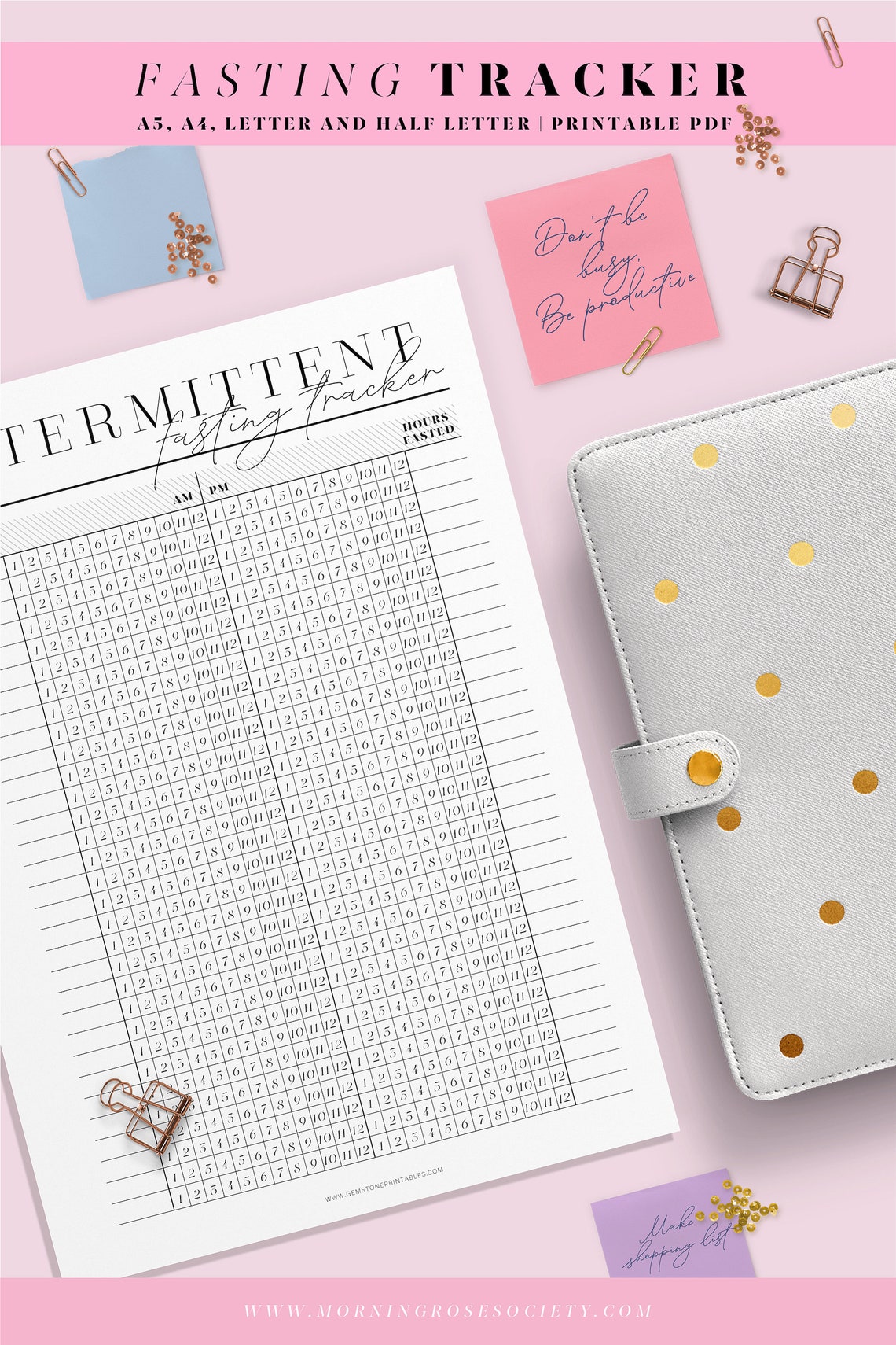 Intermittent Fasting Tracker. Printable Planner Insert Template. A4, A5 ...