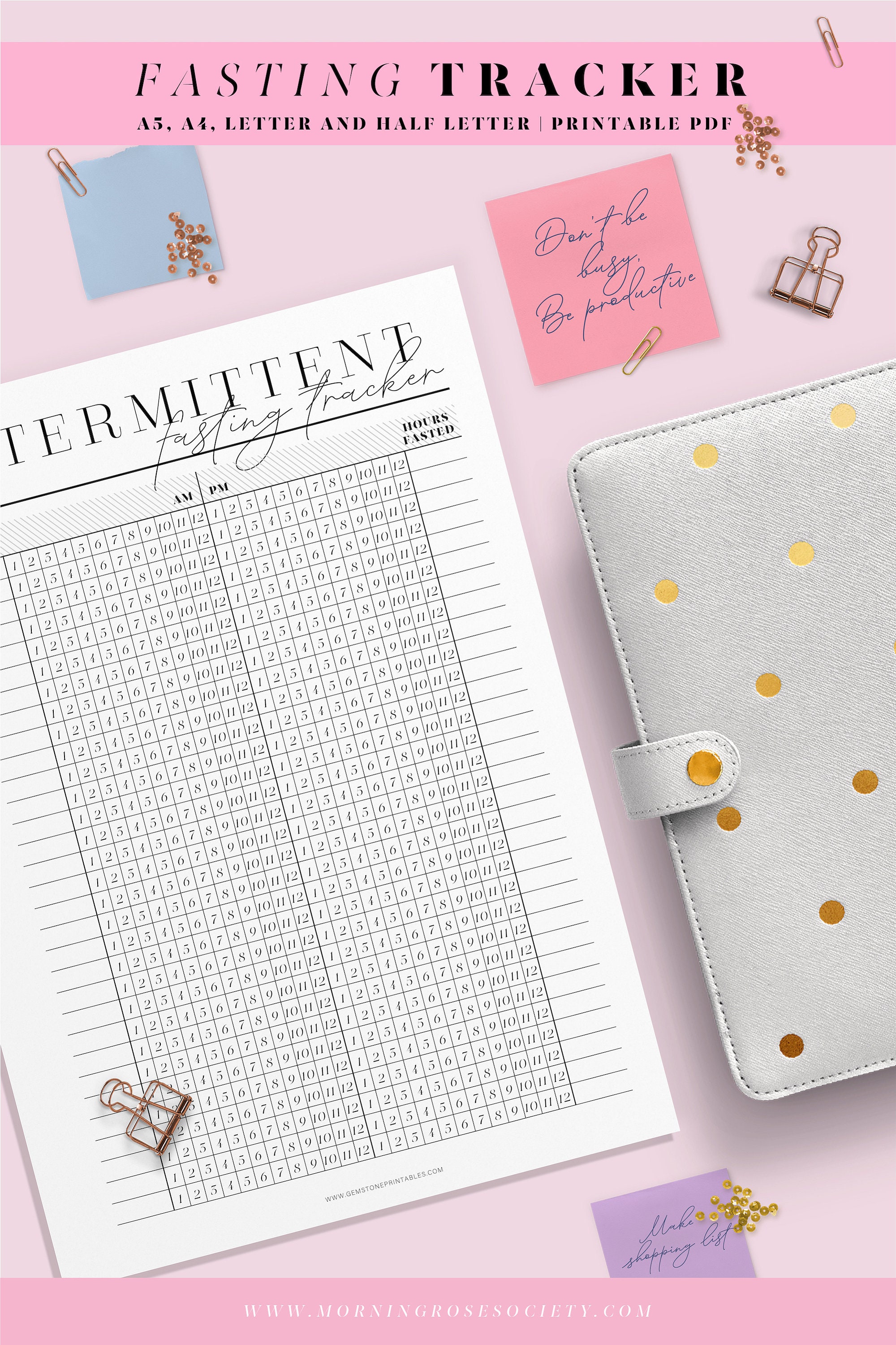 Intermittent Fasting Tracker. Printable Planner Insert Template. A4, A5 ...