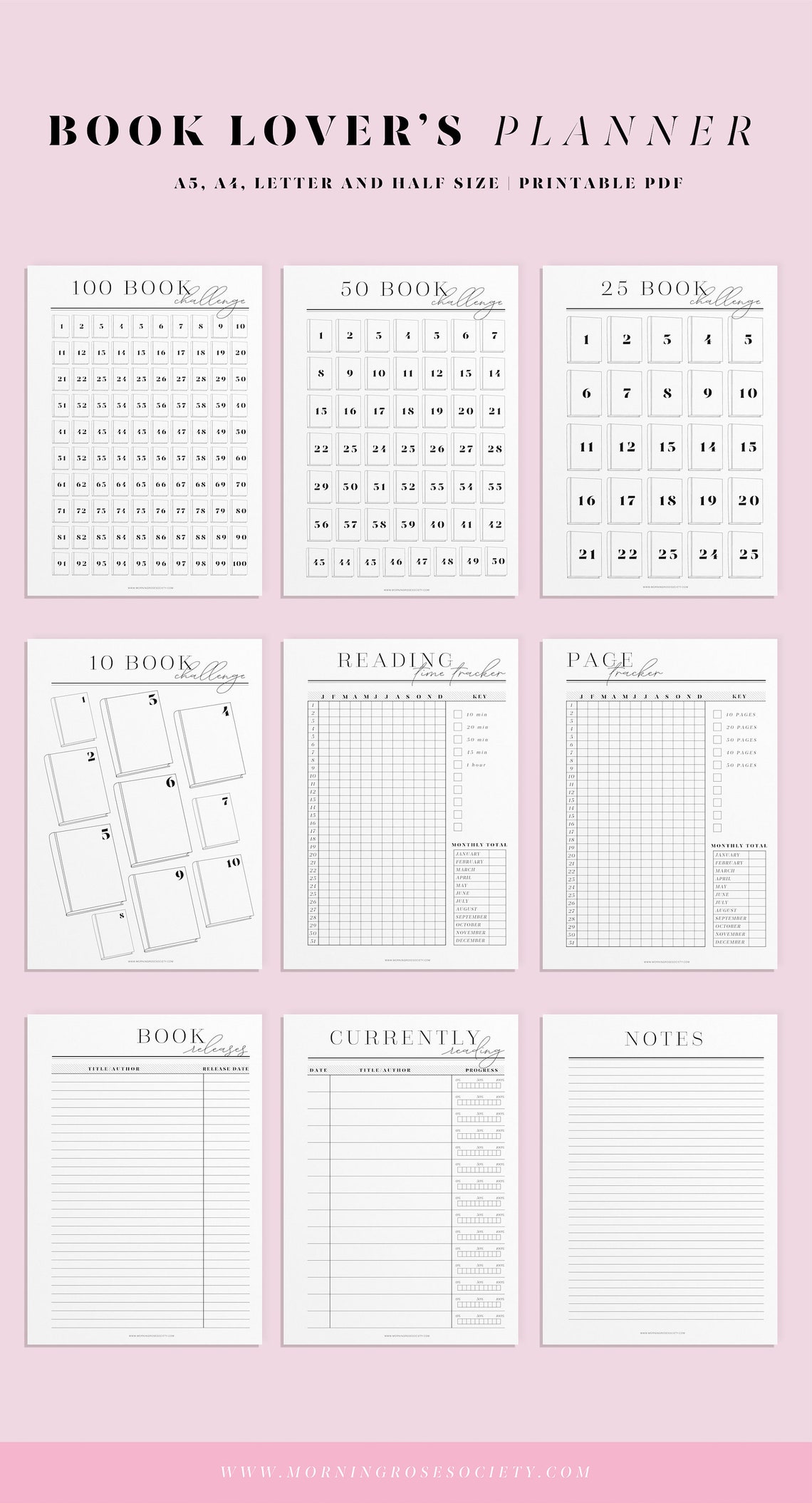 Book Lover's Printable Planner. Reading Journal and Book | Etsy