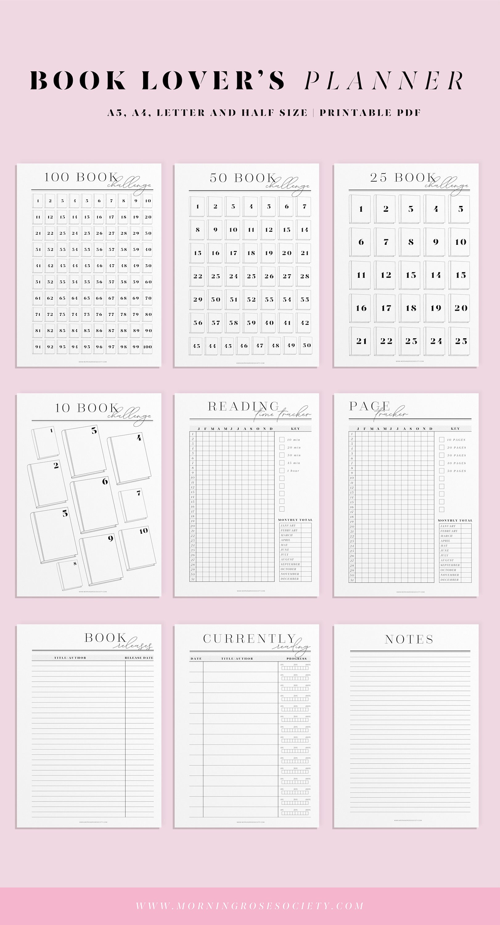 Book Lover's Printable Planner. Reading Journal and Book Tracker. A4 ...