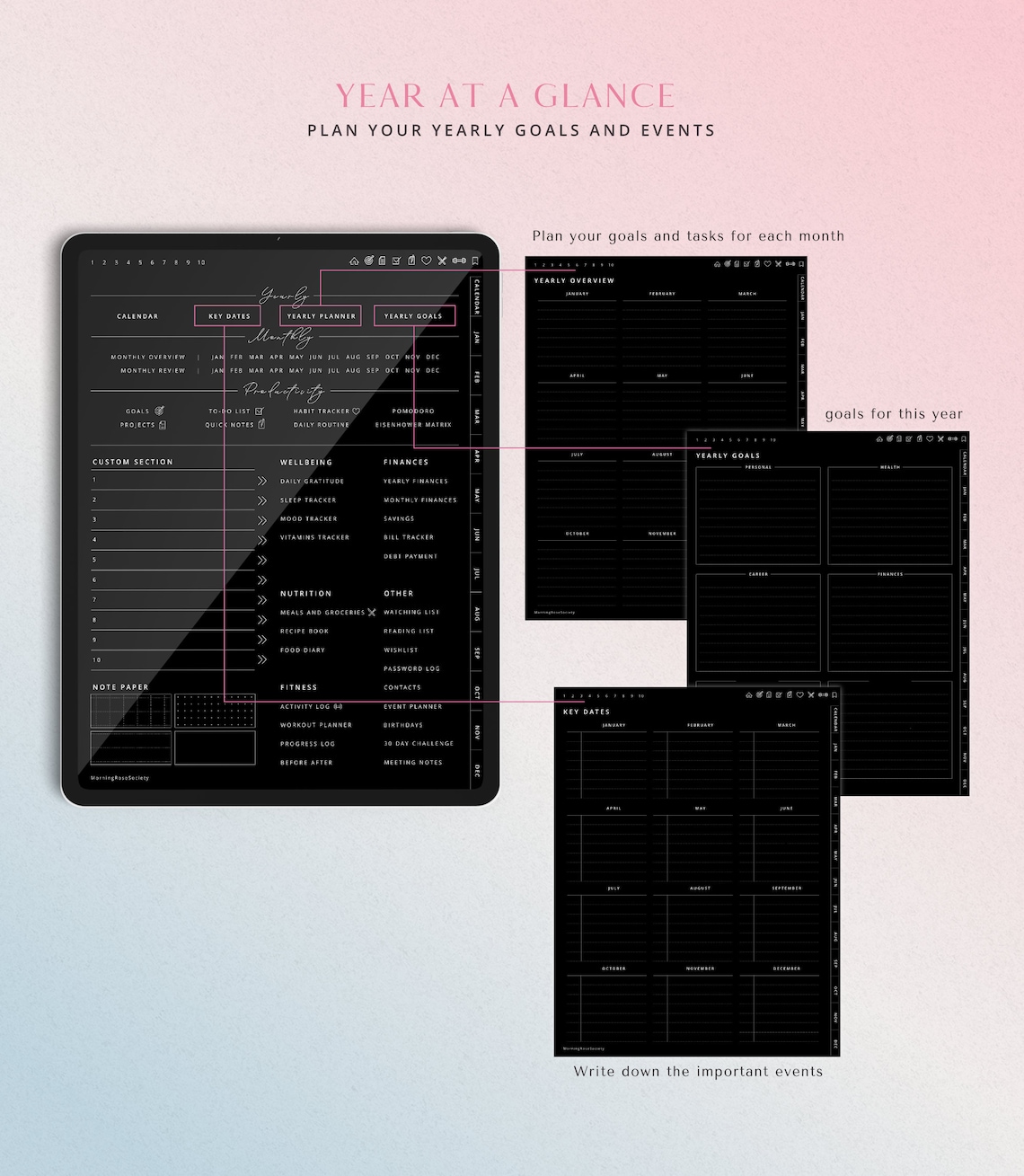 Simple Digital Planner Undated Digital Planner Dark Mode Good Notes ...