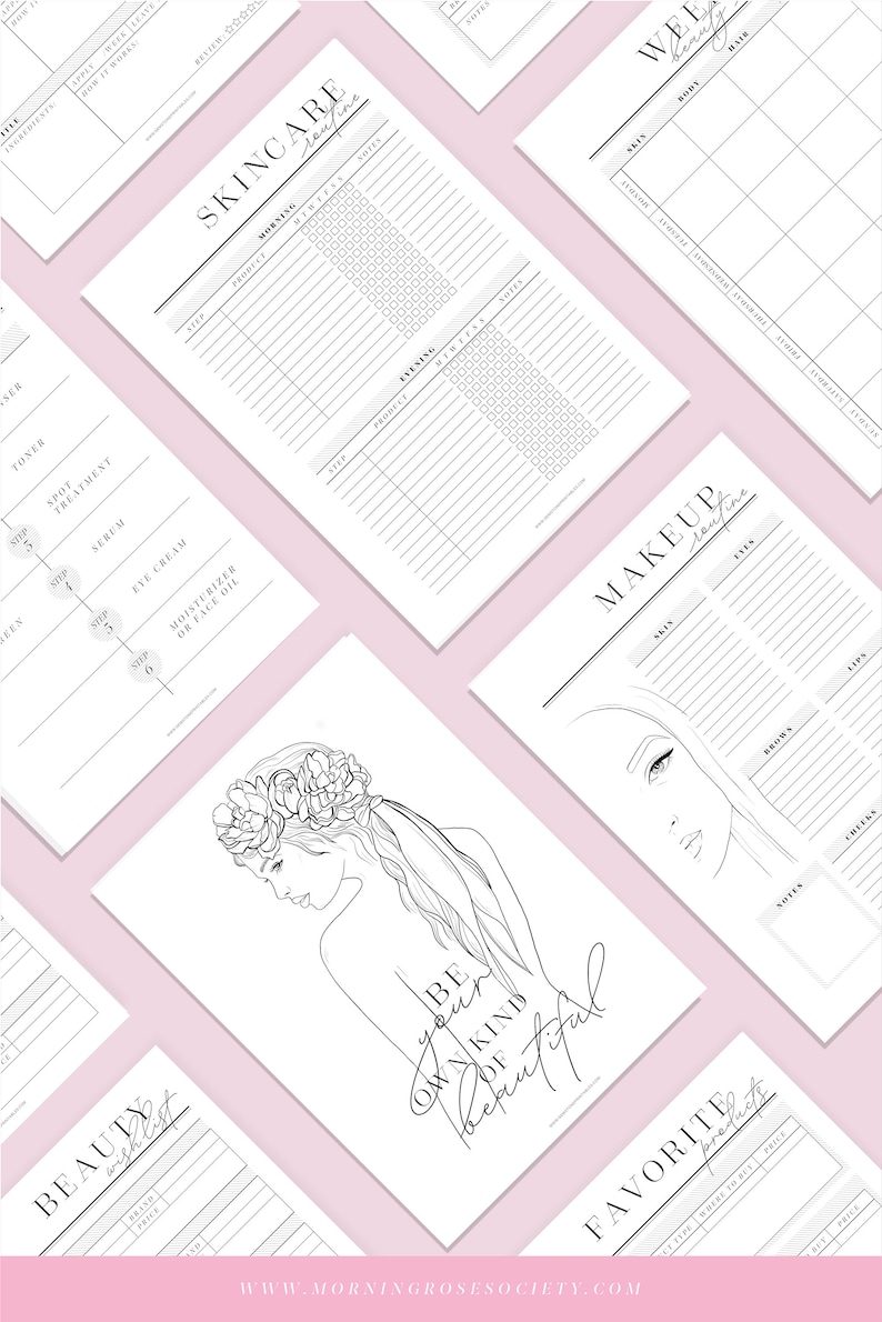 Beauty Routine Printable Planner. Self Care Journal. Skincare - Etsy
