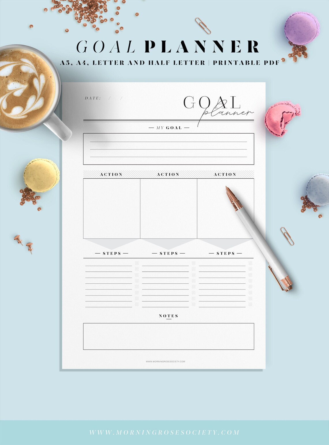 Goal Planner Printable. Goal Tracker Insert Pages A4, A5, Letter and ...