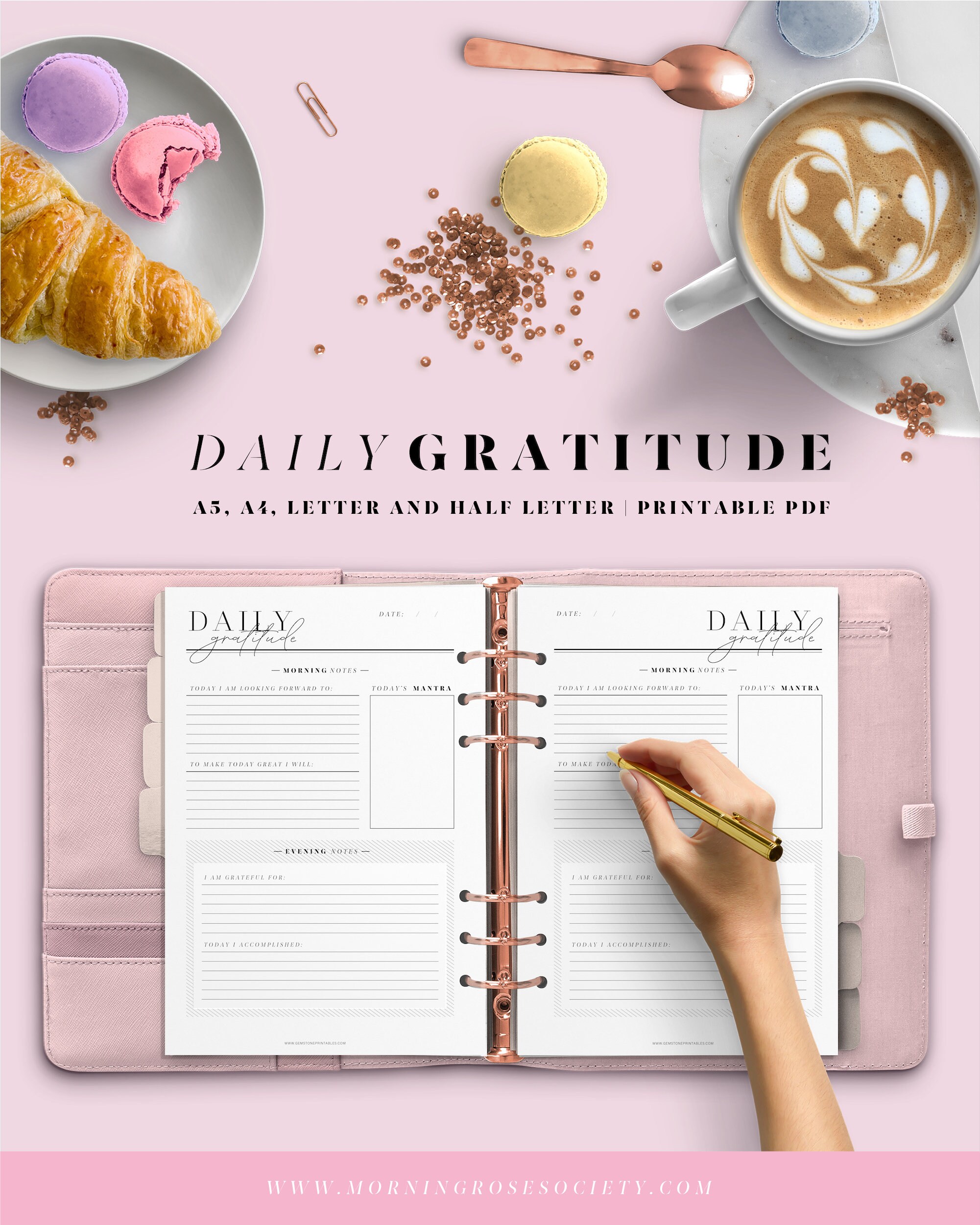 Gratitude Journal Printable, Planner Inserts, Daily Gratitude Printable ...