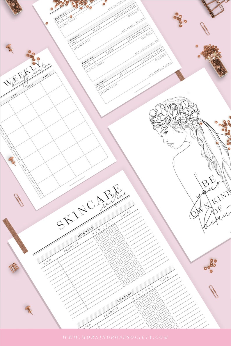 Beauty Routine Printable Planner. Self Care Journal. Skincare - Etsy
