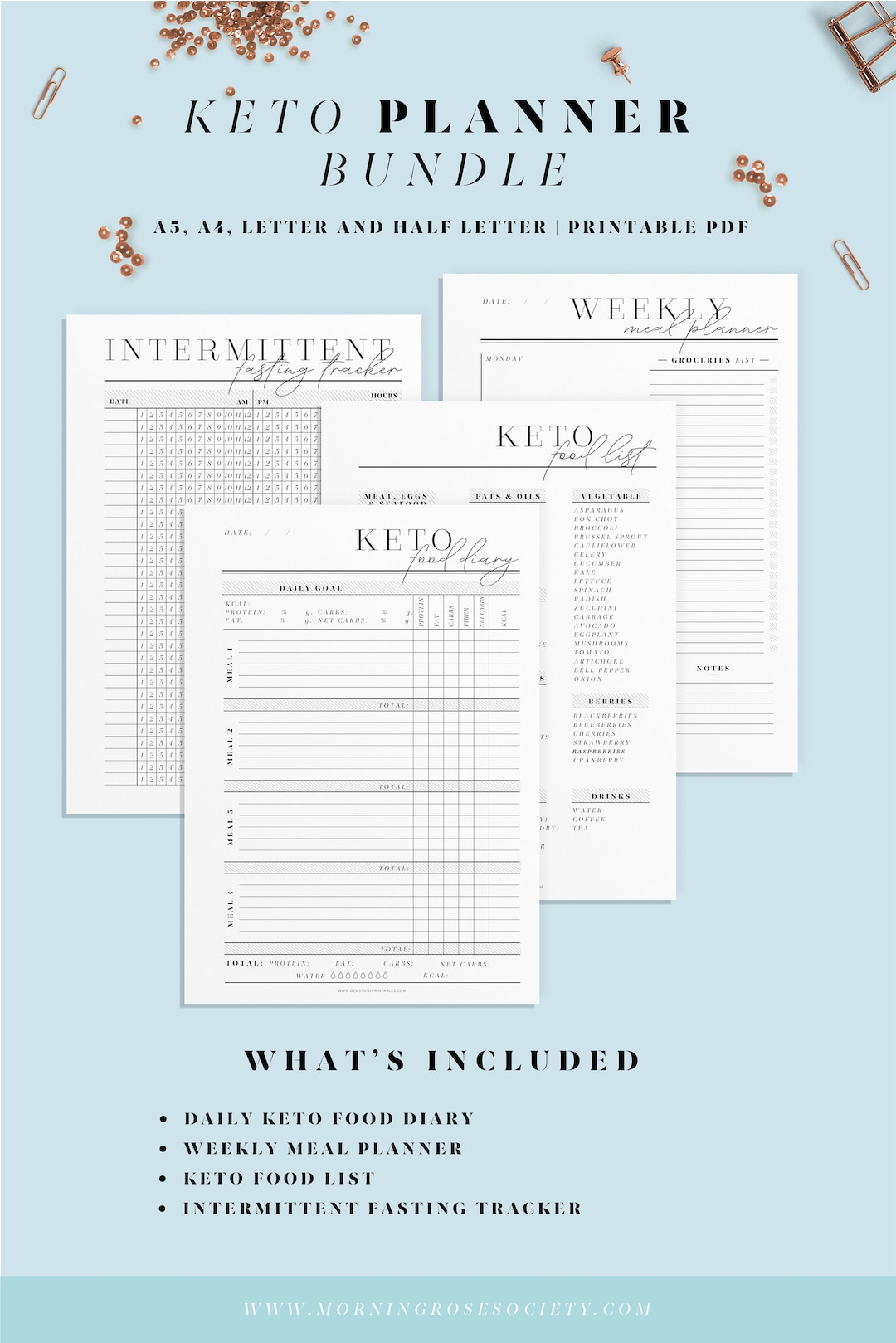 Keto Diet Journal Printable Planner. Keto Tracker. Intermittent Fasting ...
