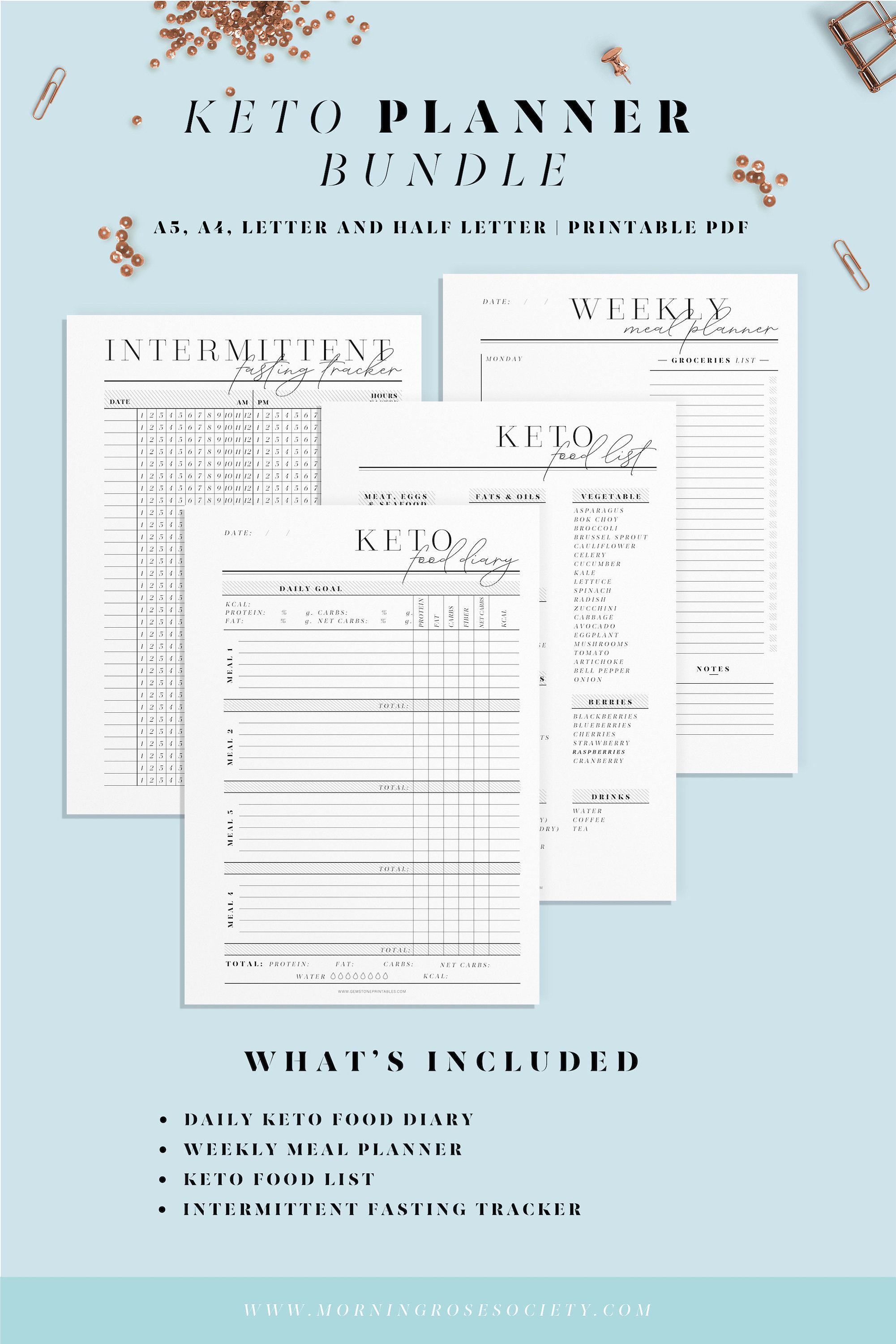 Keto Diet Journal Printable Planner. Keto Tracker. Intermittent Fasting ...