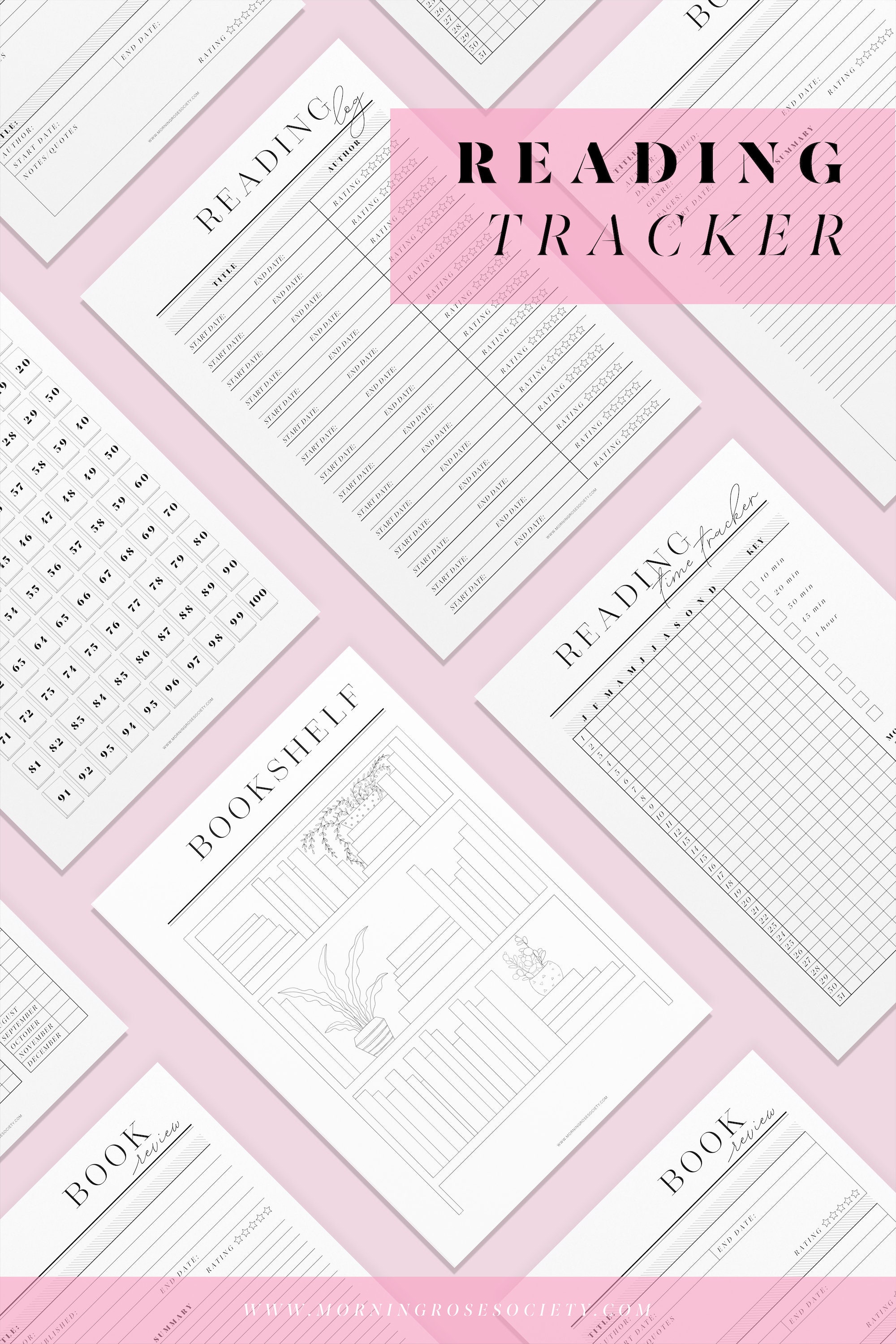 Book Reading Tracker. A4, A5, Letter and Half Letter Size Printable ...