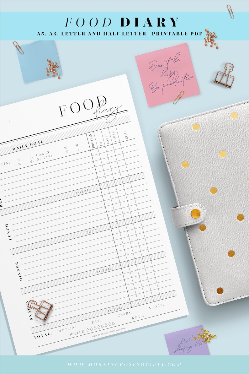 Daily Food Journal Printable Template. Macro Tracker and Calorie ...