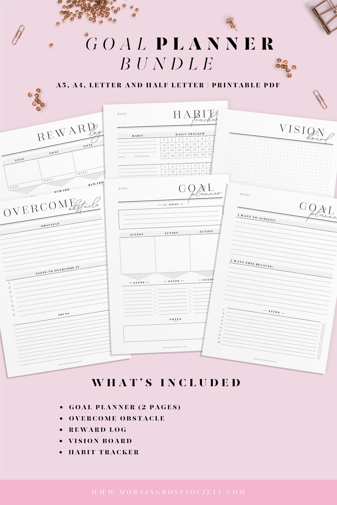 Goal Setting Printable Template. Printable Goal Journal. A4, A5, Letter ...