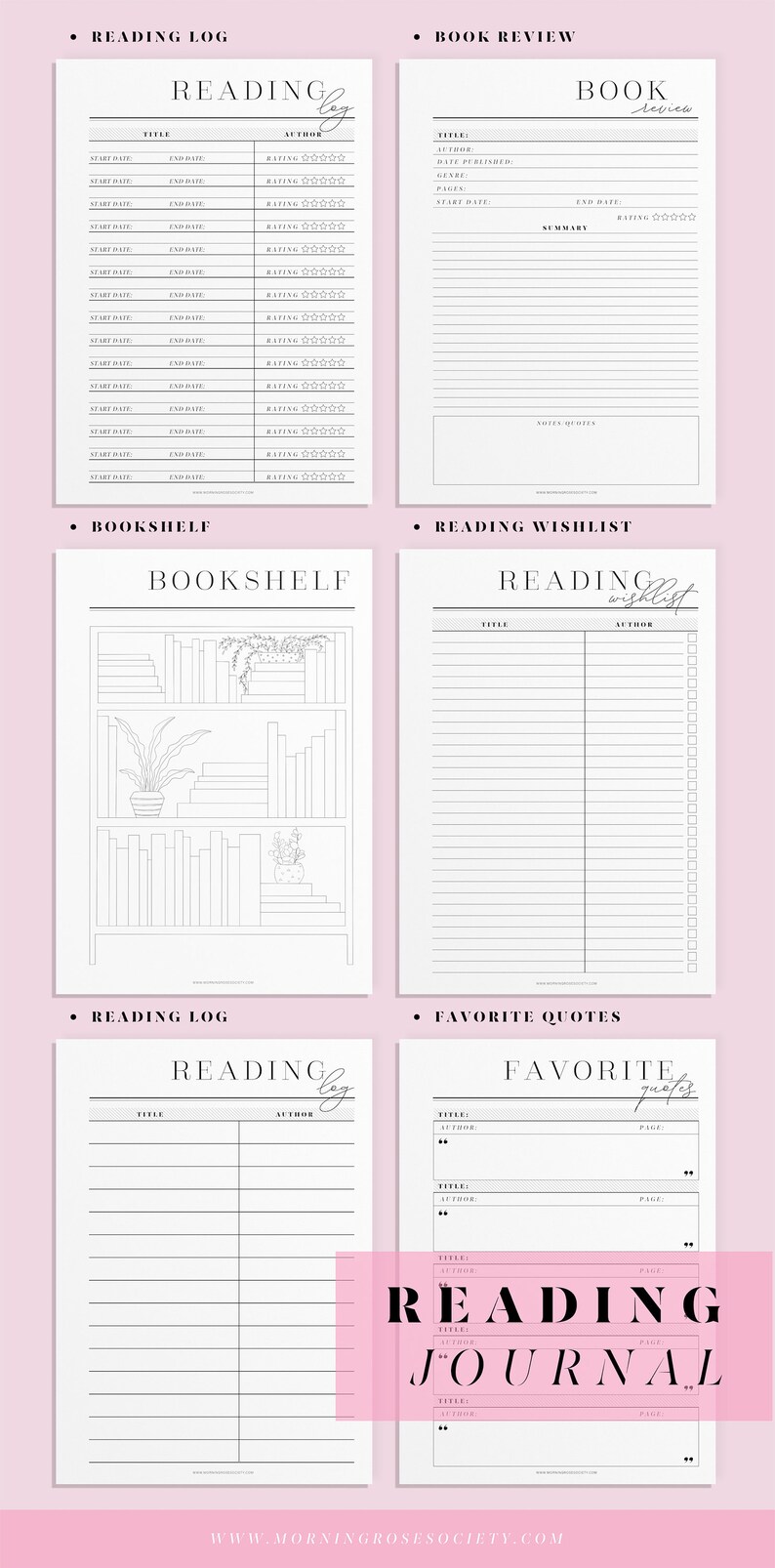 Book Reading Journal A4 A5 Letter and Half Letter Size - Etsy