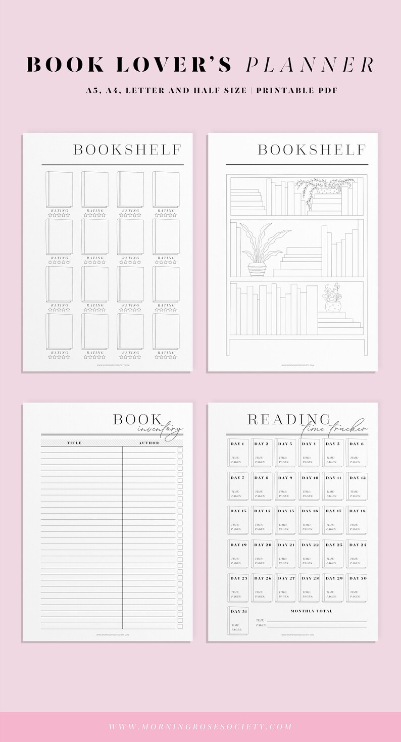 Book Lover's Printable Planner. Reading Journal and Book - Etsy