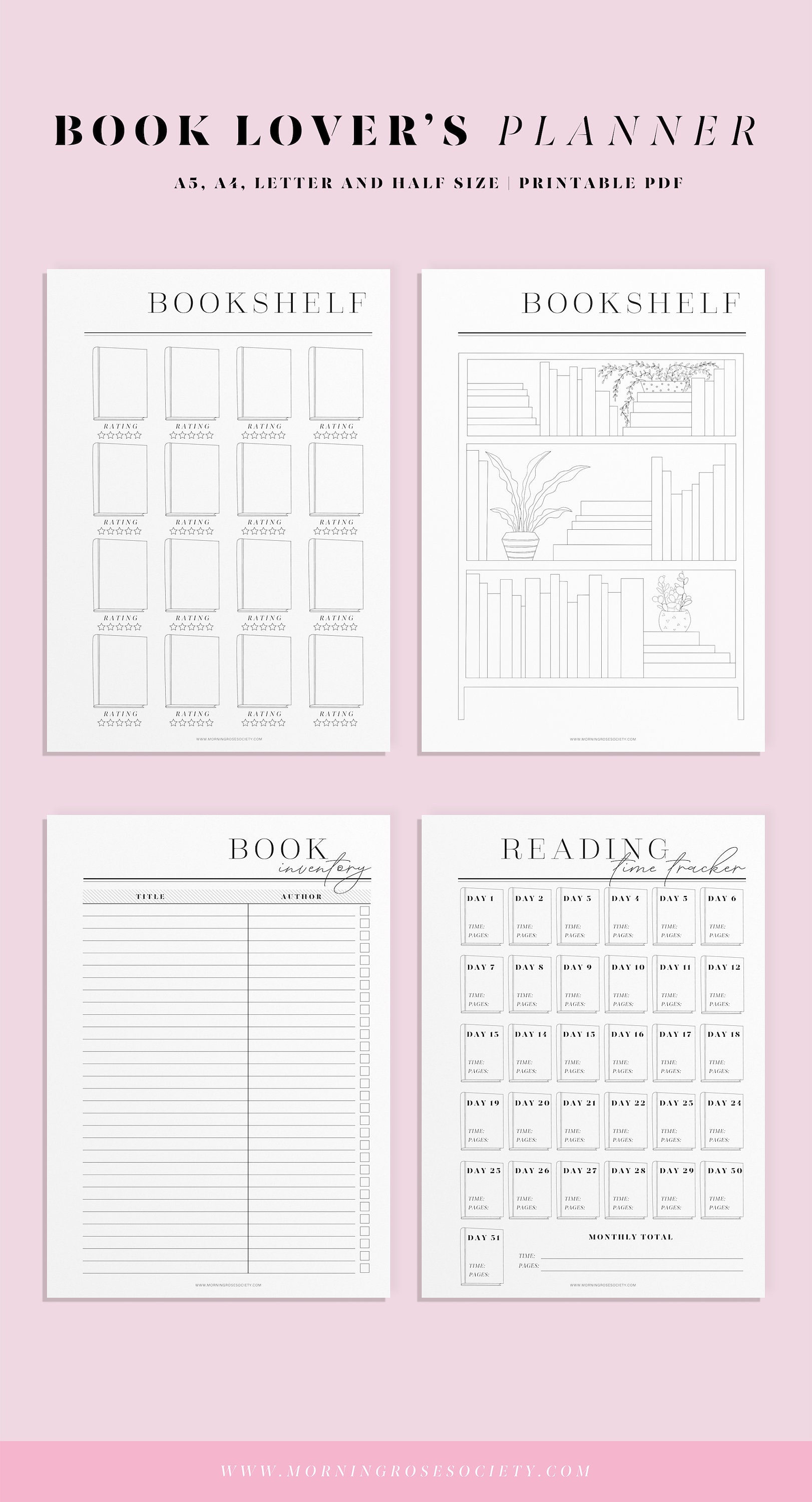 Book Lover's Printable Planner. Reading Journal and Book | Etsy