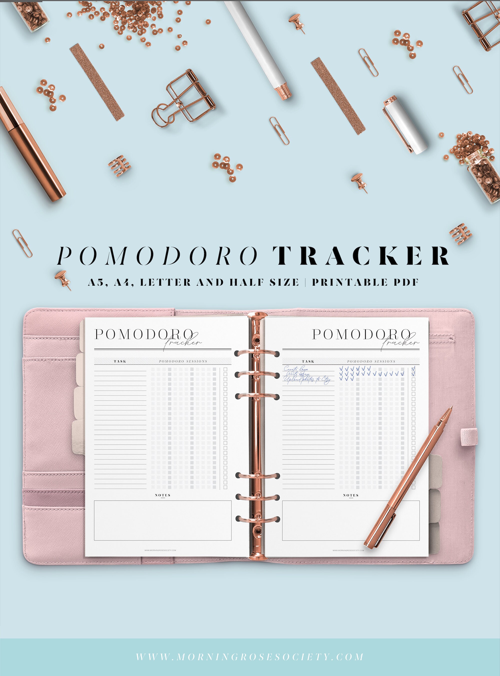Pomodoro Tracker Printable. Productivity Planner A4, A5, Letter and ...