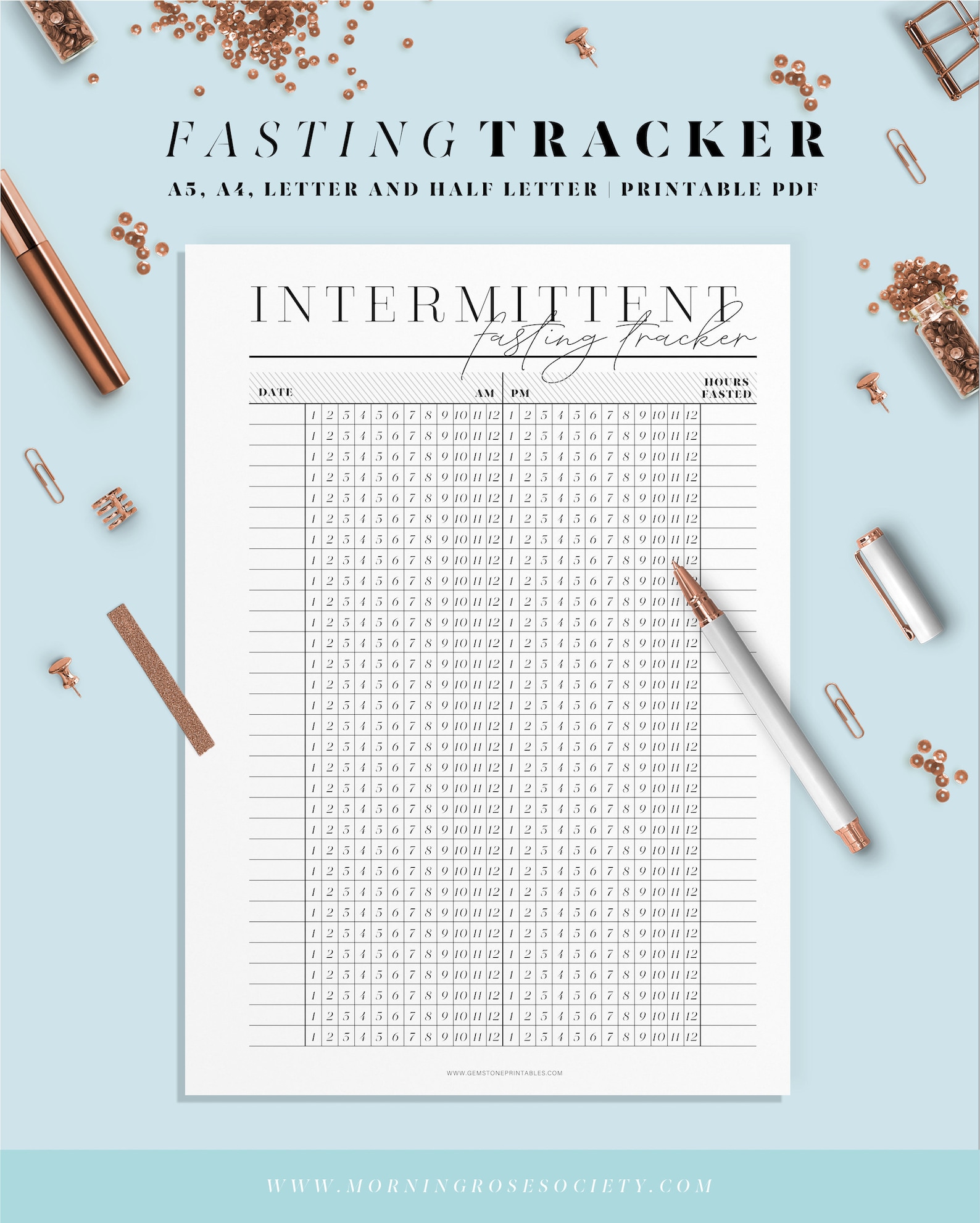 Intermittent Fasting Tracker. Printable Planner Insert Template. A4, A5 ...
