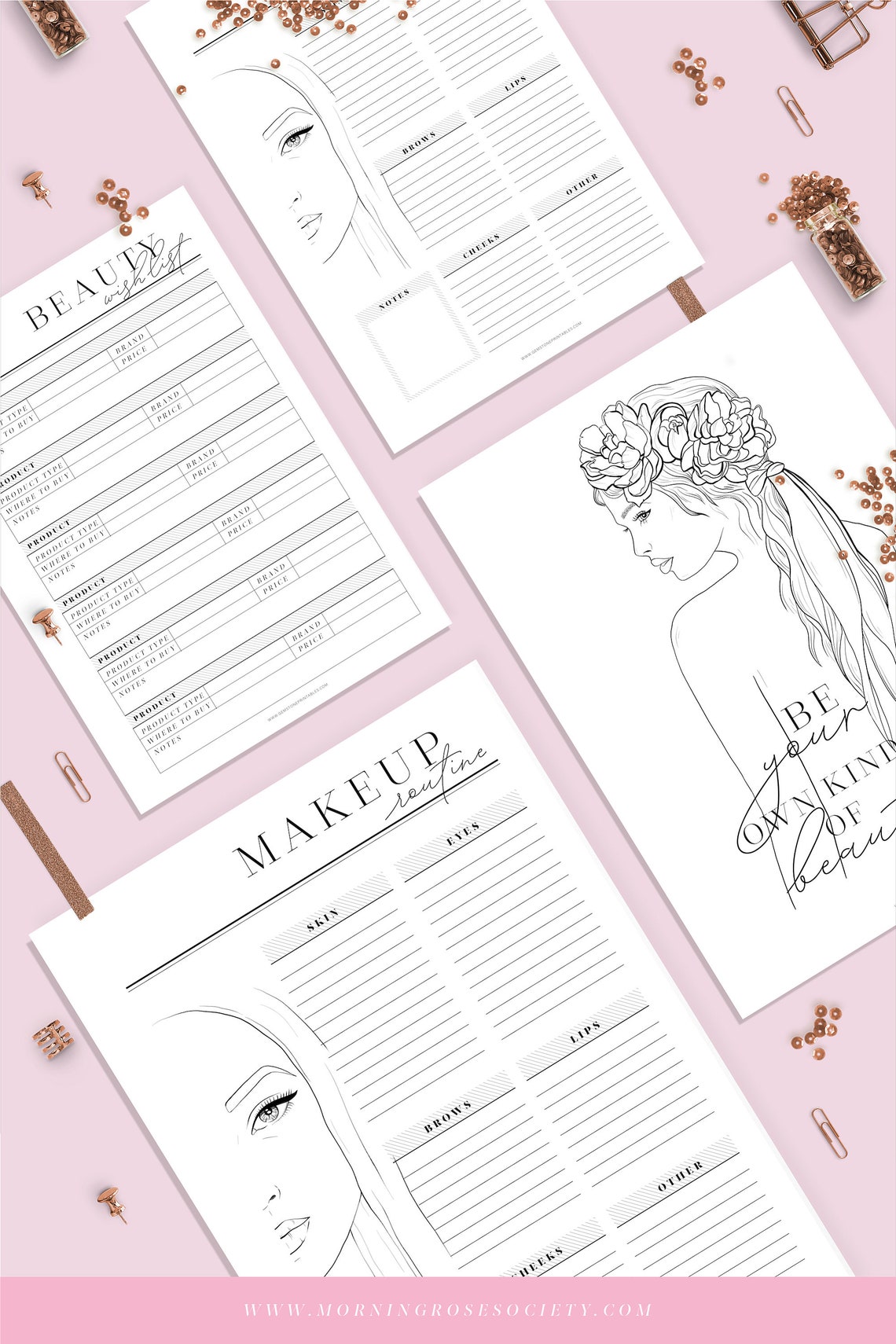 Makeup Routine Printable Planner and Beauty Products Wishlist. A4, A5 ...