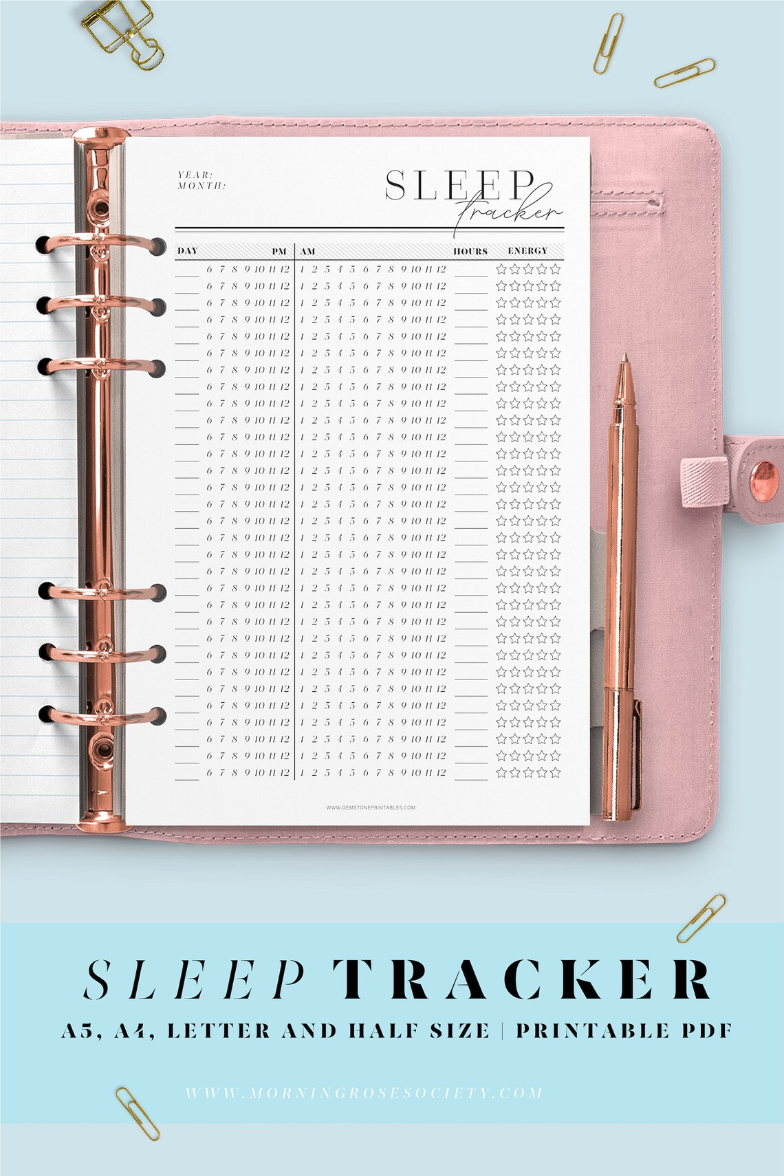 Printable Sleep Tracker. A4 A5 Letter and Half Letter Size - Etsy