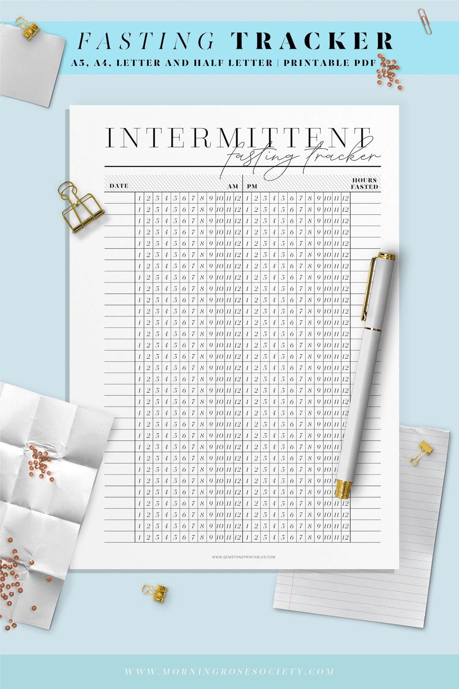 Intermittent Fasting Tracker. Printable Planner Insert Template. A4, A5 ...