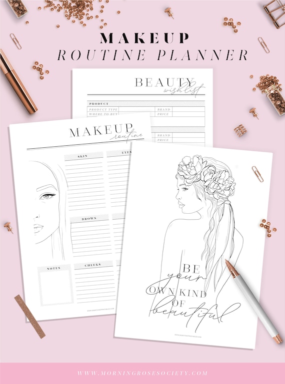 Makeup Routine Printable Planner and Beauty Products Wishlist. | Etsy