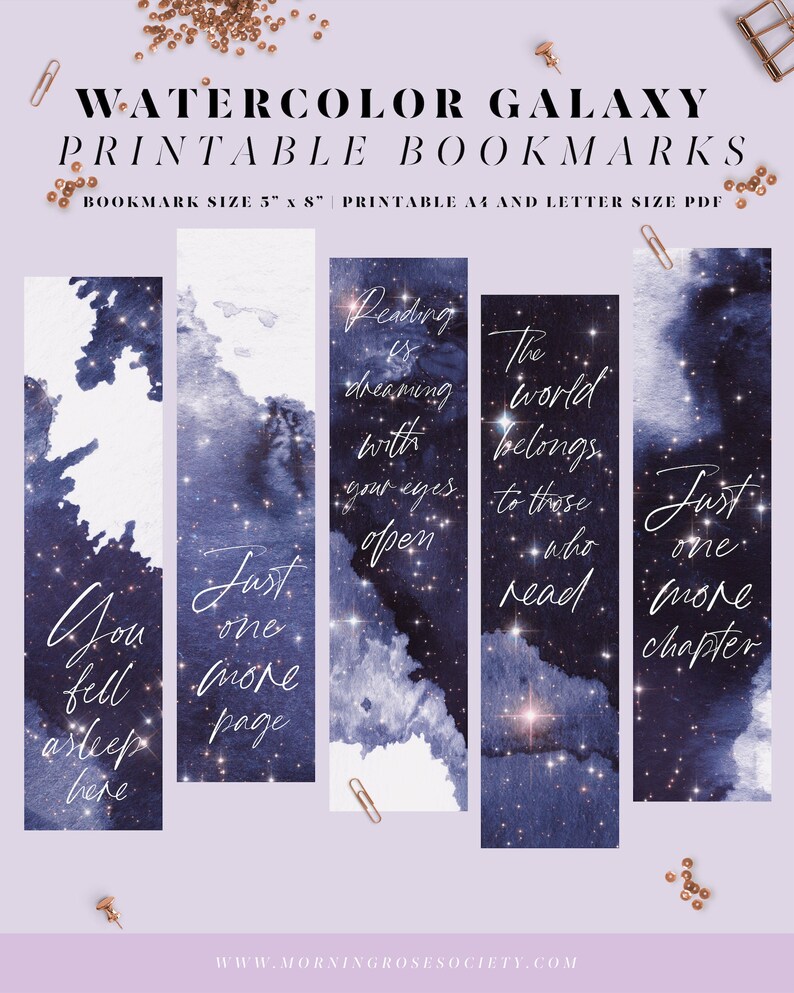 Printable Watercolor Bookmarks With Quotes. Book Lovers Gift. - Etsy