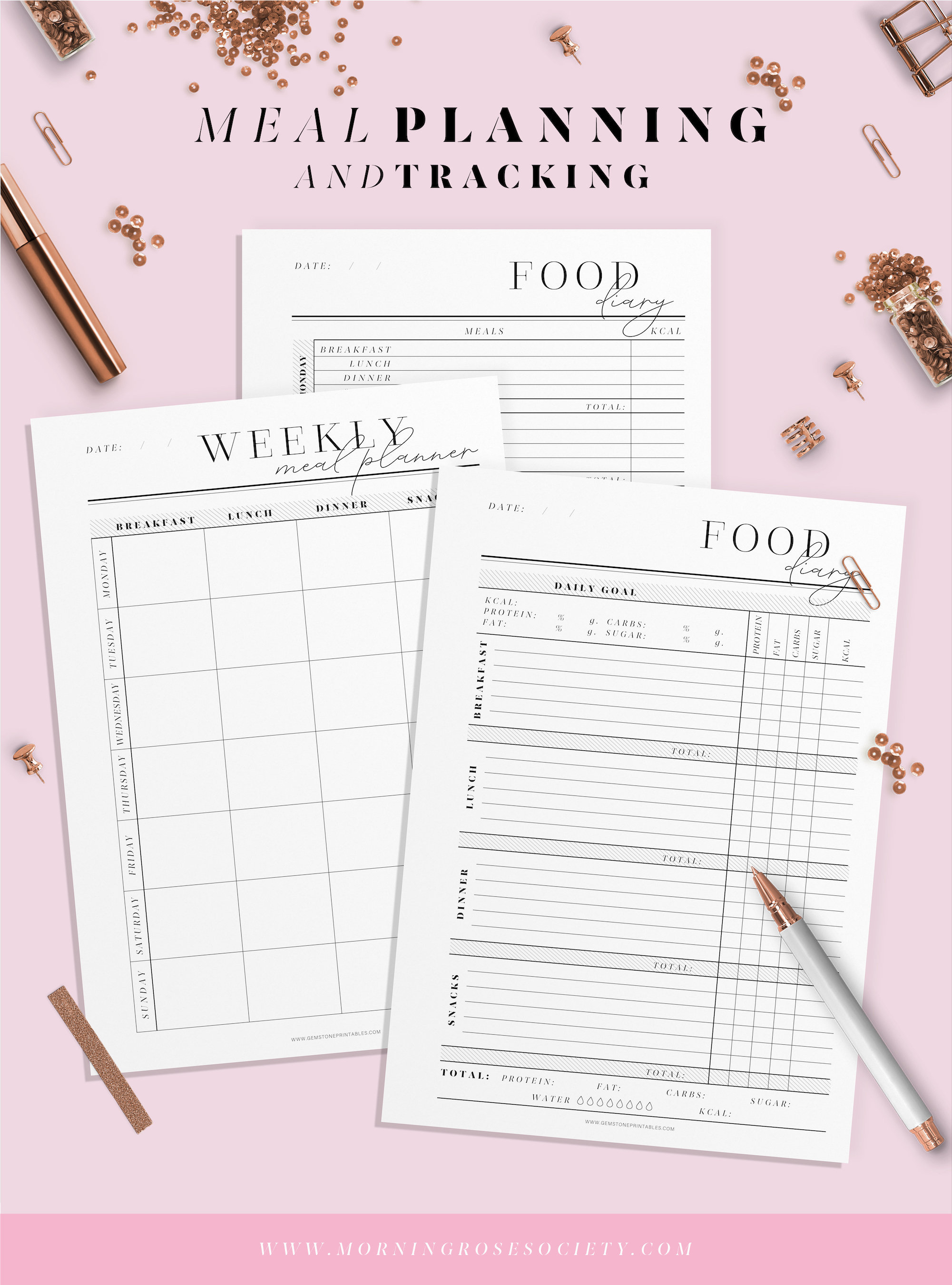 Weekly Meal Planner Printable Template. Weekly and Daily Food Diary ...