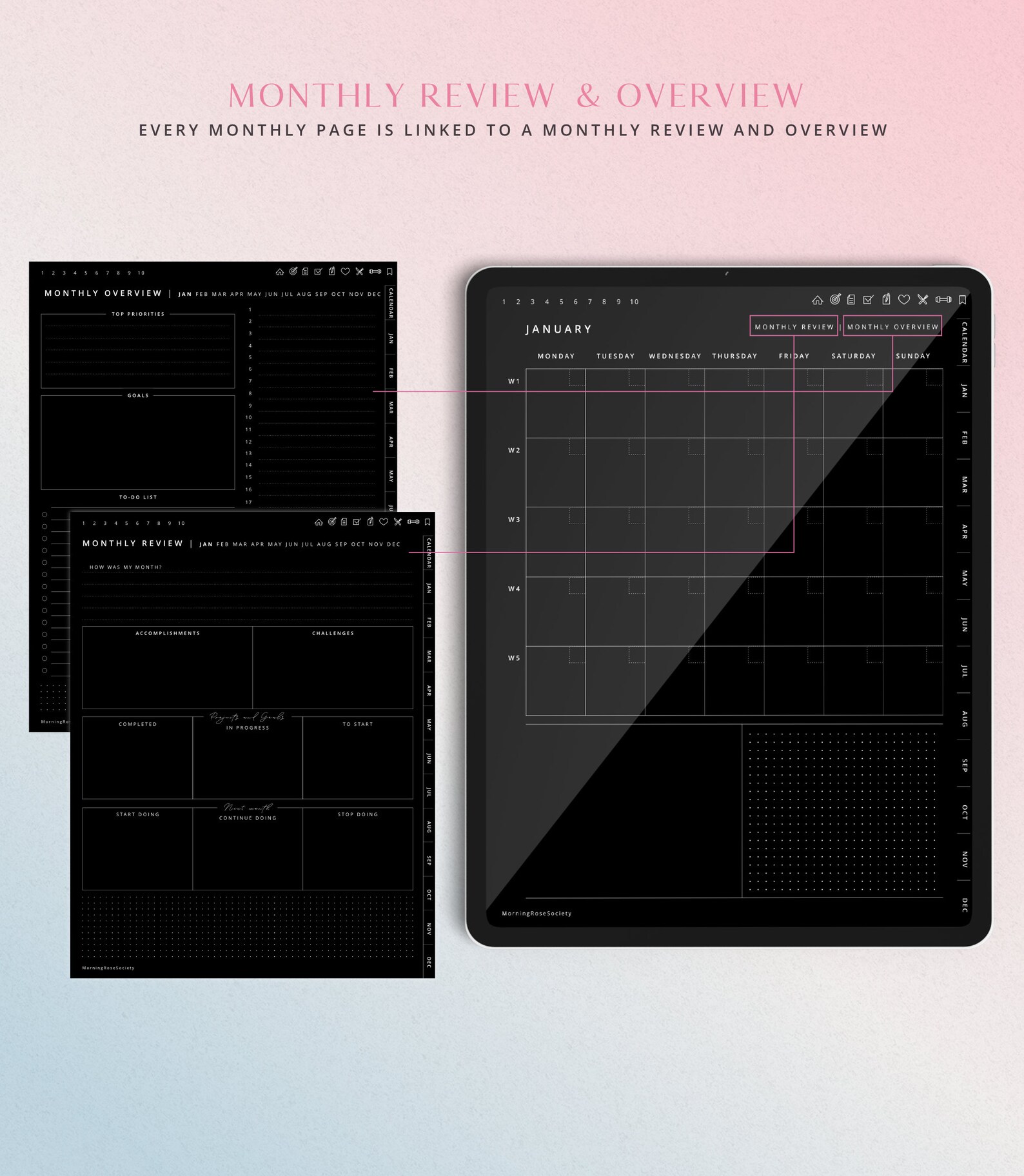 Simple Digital Planner Undated Digital Planner Dark Mode Good Notes ...