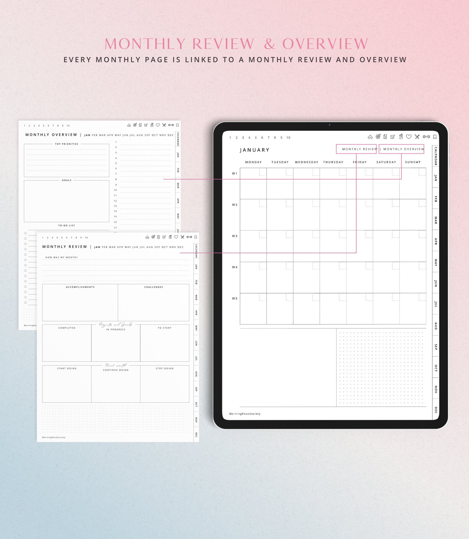 Undated Digital Planner Minimalist iPad Pro Planner Daily, Weekly ...