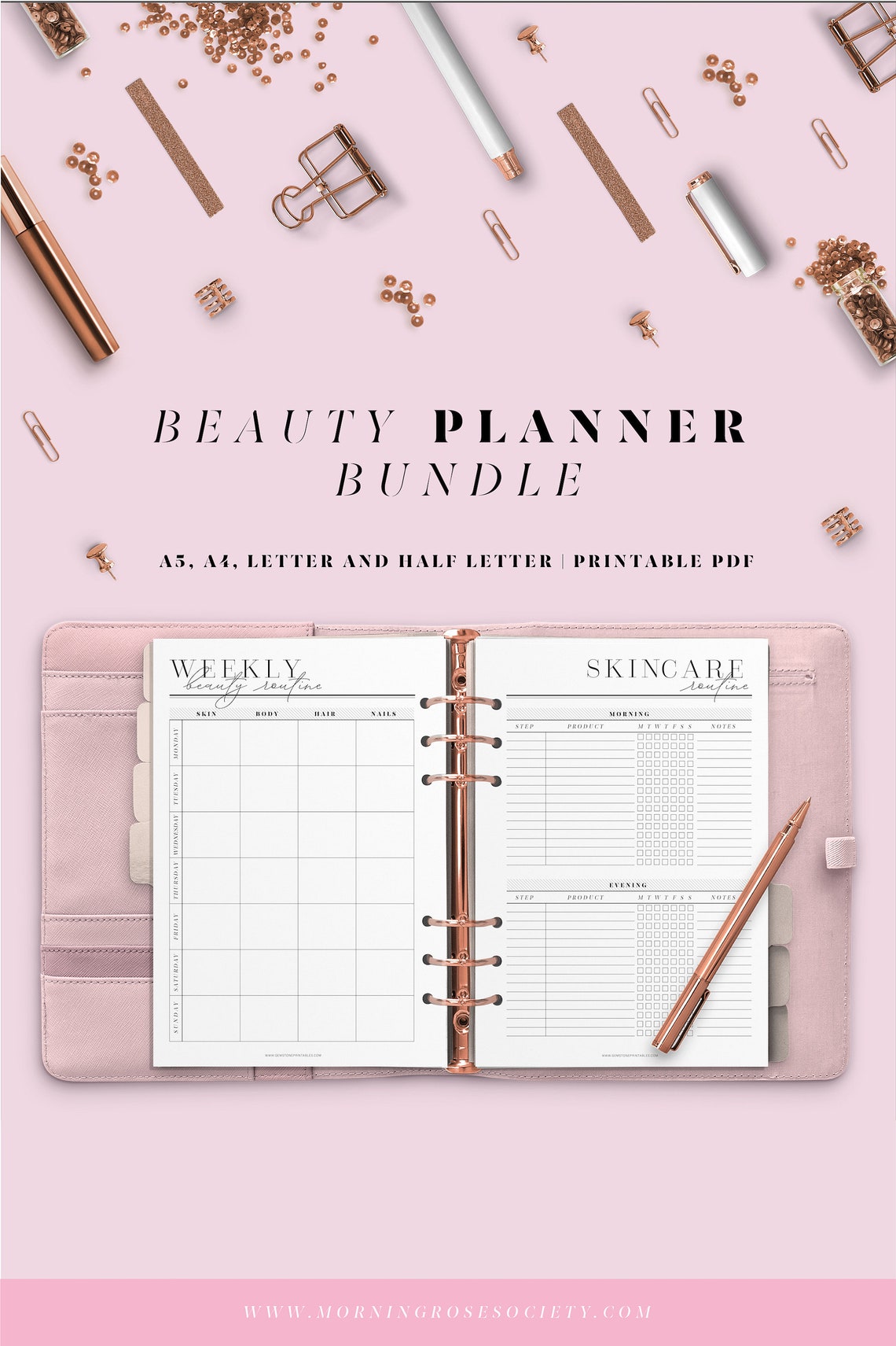Beauty Routine Printable Planner. Self Care Journal. Skincare - Etsy