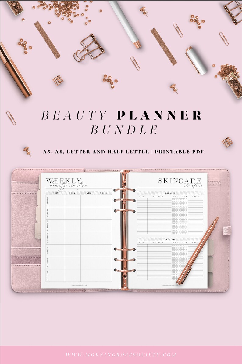 Beauty Routine Printable Planner. Self Care Journal. Skincare Routine ...