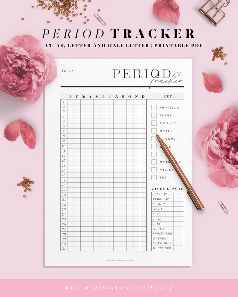 Period Tracker Printable Template. Symptom and Mood Tracker. A4, A5 ...