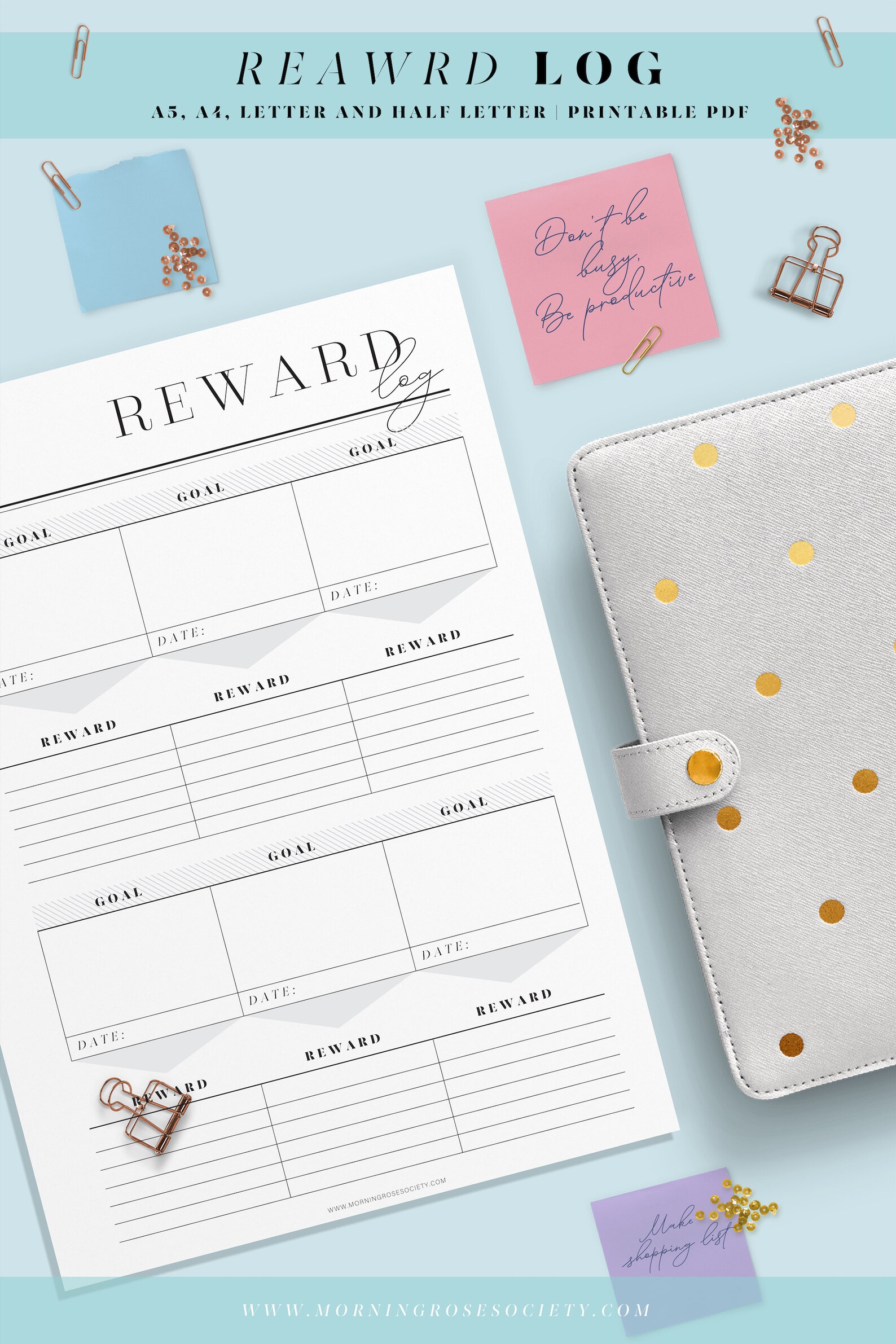Printable Rewards Tracker. A4, A5, Letter and Half Letter Size Inserts ...
