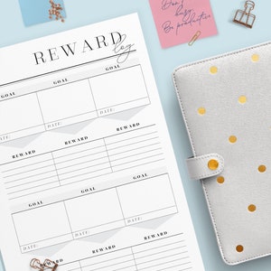 Printable Rewards Tracker. A4, A5, Letter and Half Letter Size Inserts ...