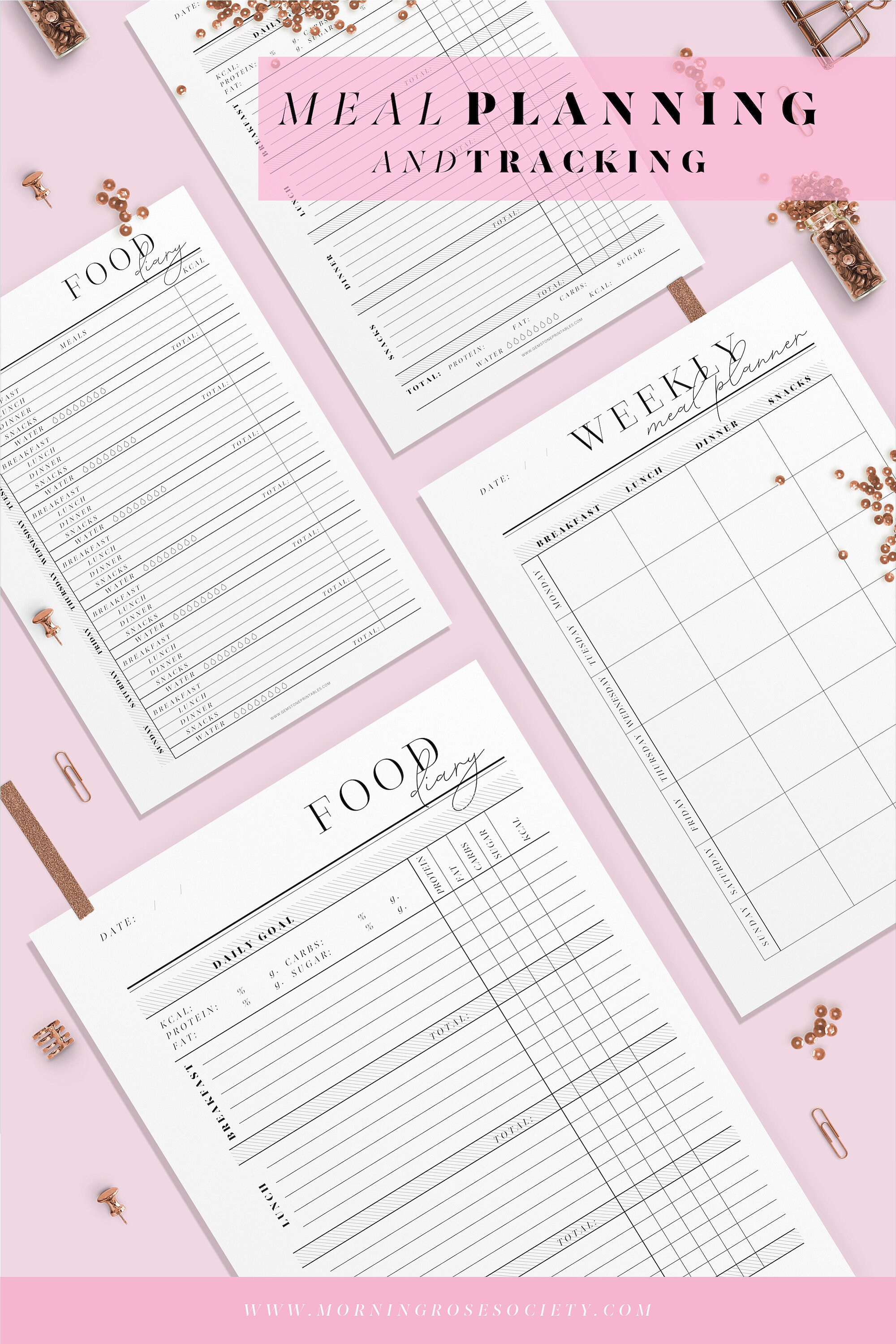 Weekly Meal Planner Printable Template. Weekly and Daily Food Diary ...