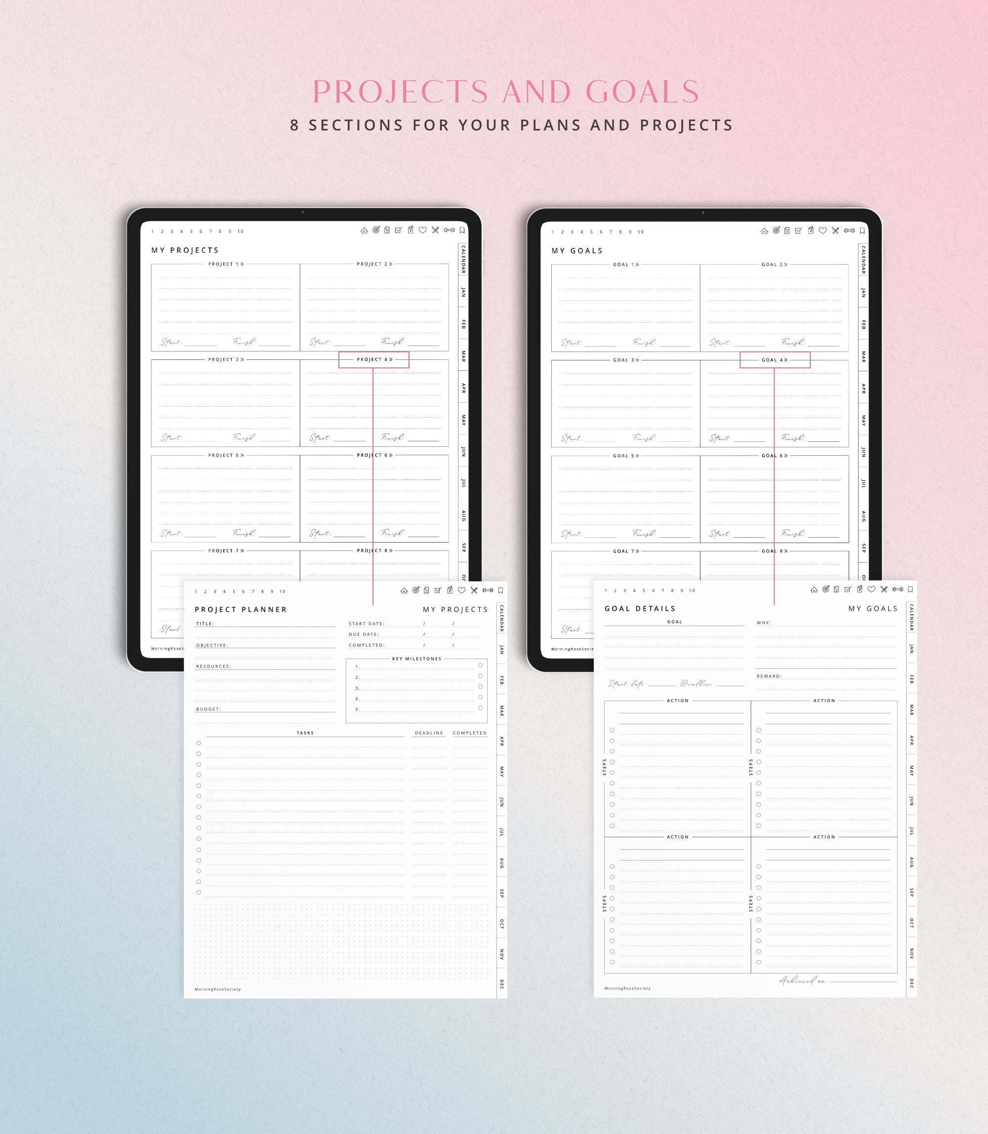Undated Digital Planner Minimalist iPad Pro Planner Daily, Weekly ...