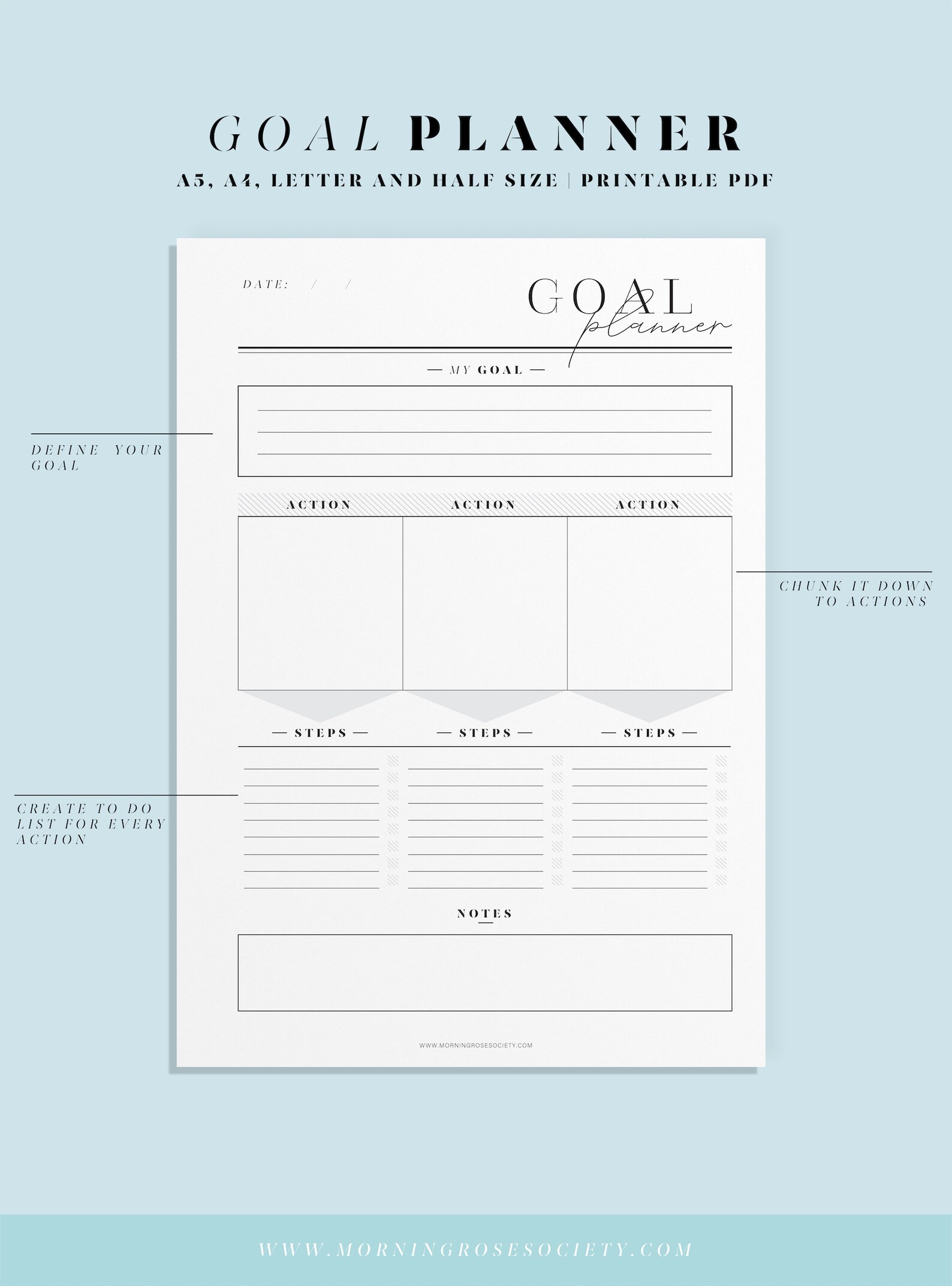 Goal Planner Printable. Goal Tracker Insert Pages A4, A5, Letter and ...
