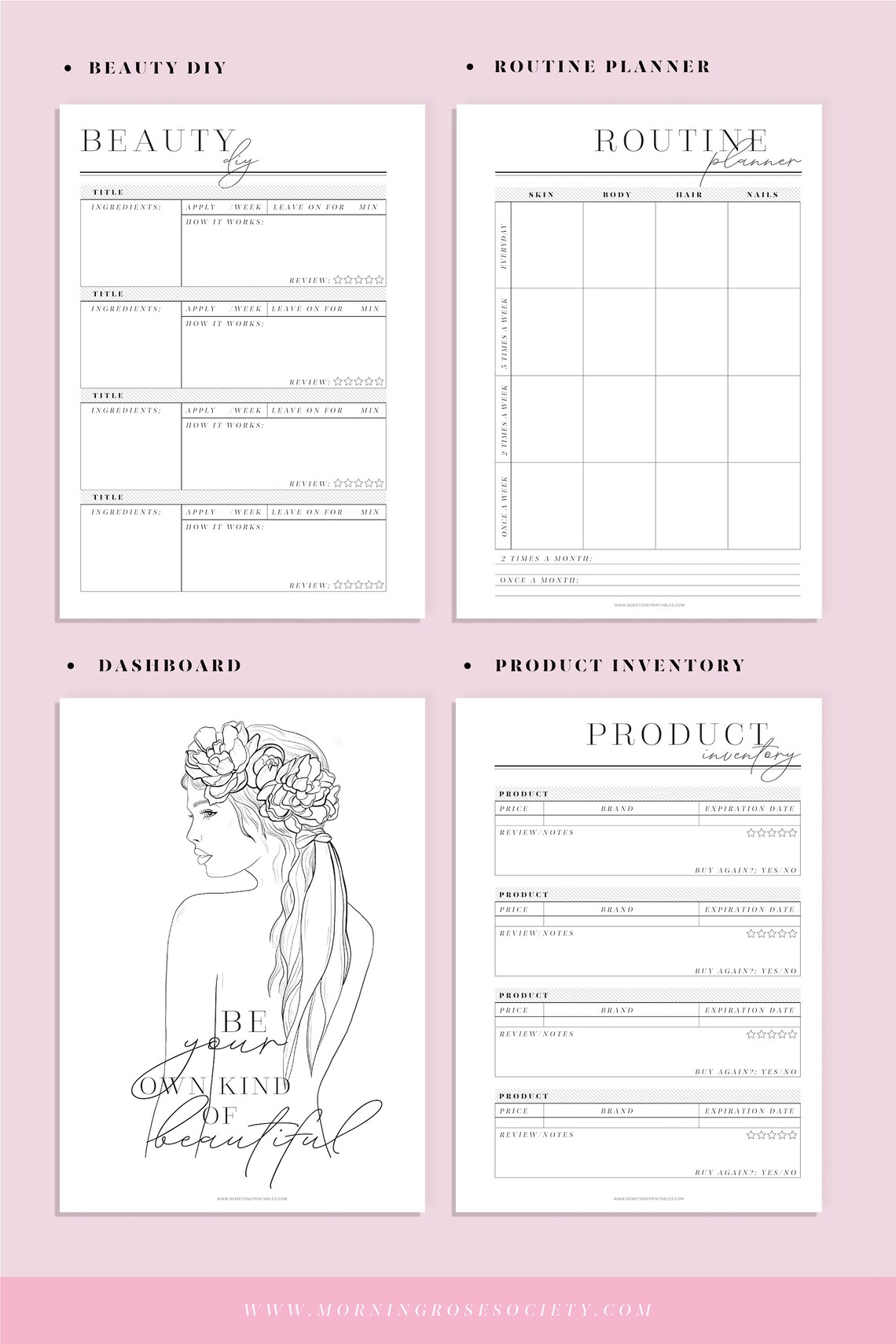 Beauty Routine Printable Planner. Self Care Journal. Skincare - Etsy