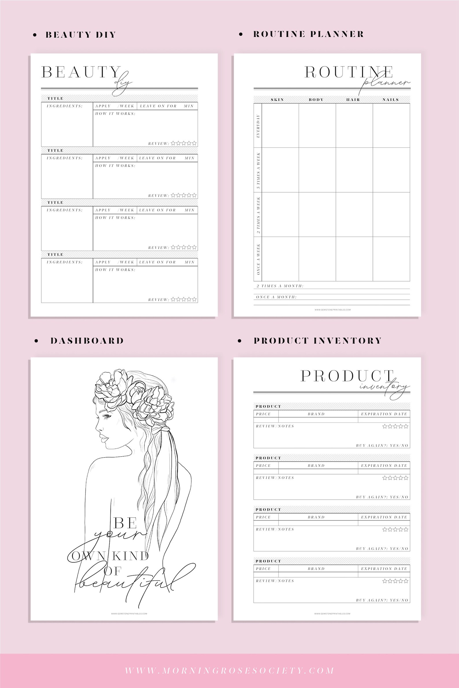 Beauty Routine Printable Planner. Self Care Journal. Skincare - Etsy
