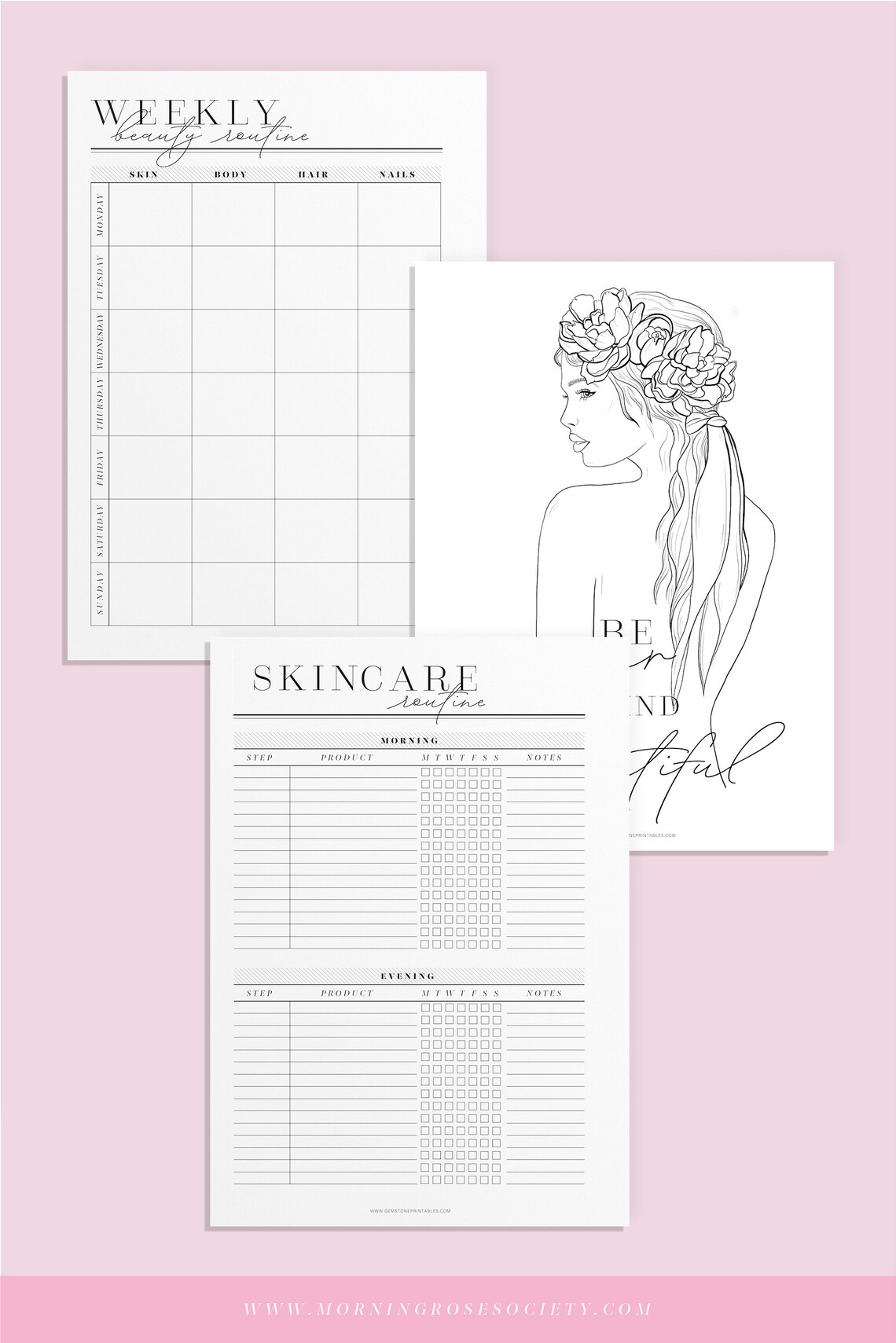 Skincare Routine Tracker and Weekly Beauty Printable Planner. - Etsy